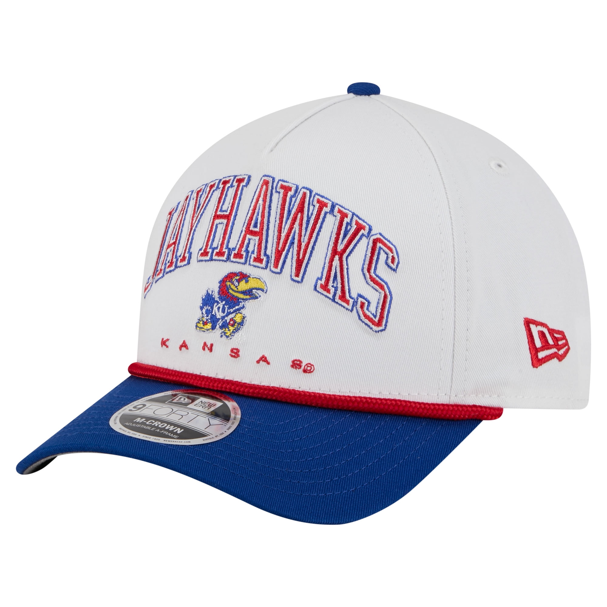 Men's New Era White/Royal Kansas Jayhawks Arch Two-Tone Rope 9FORTY A ...