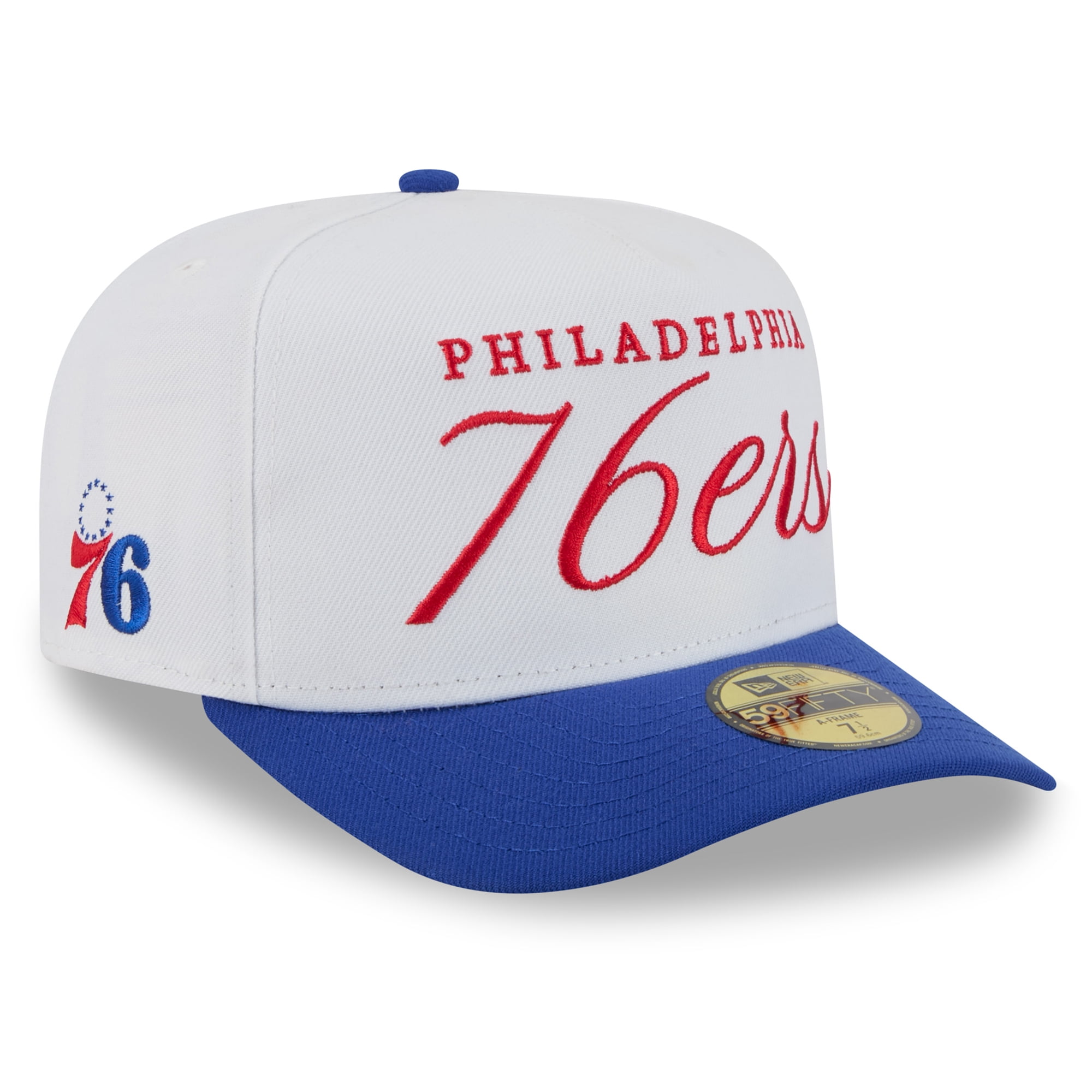 Men's New Era White/Royal Philadelphia 76ers 2025 NBA Draft A-Frame ...