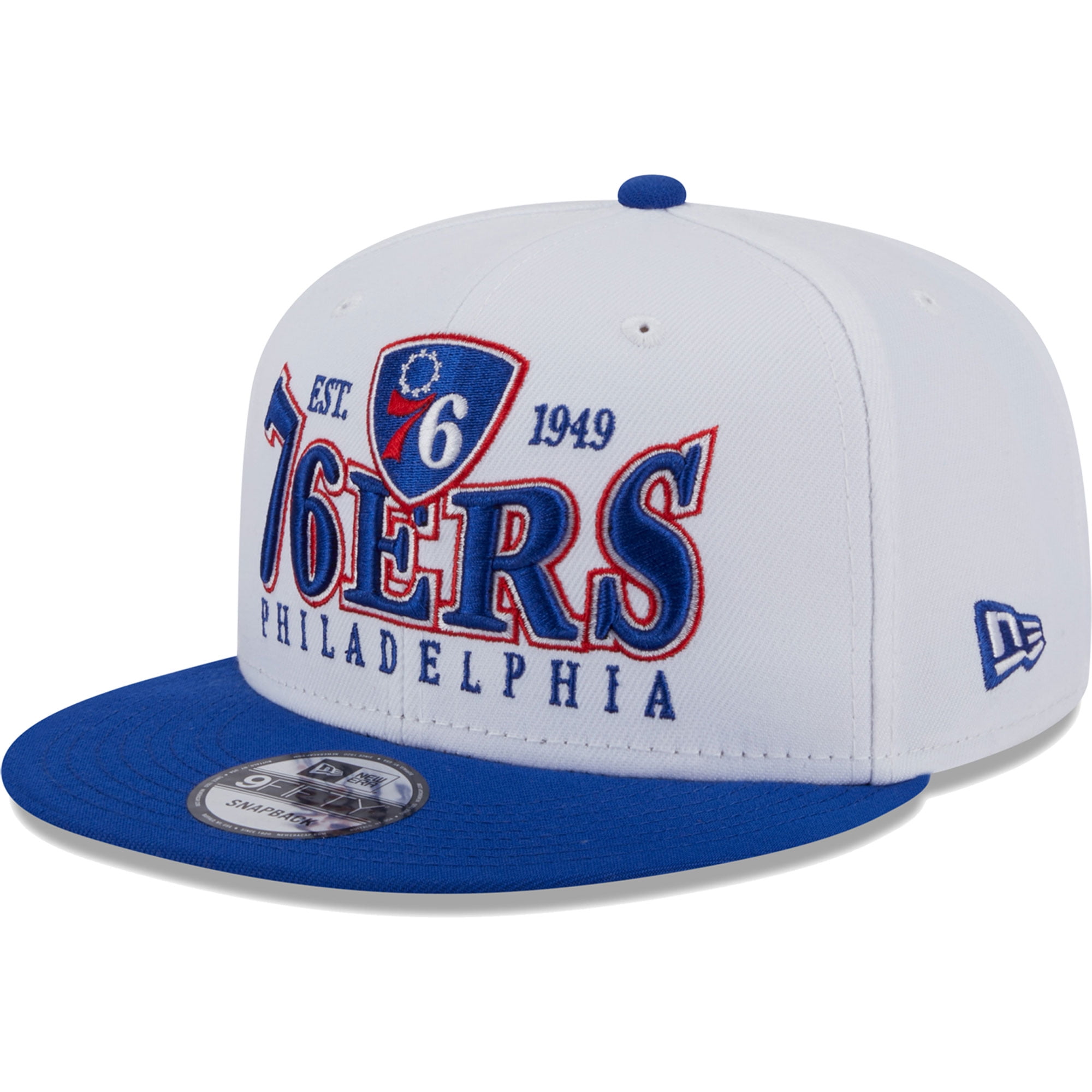 Men's New Era White/Royal Philadelphia 76ers Crest Stack 9FIFTY Snapback Hat - OSFA - Walmart.com