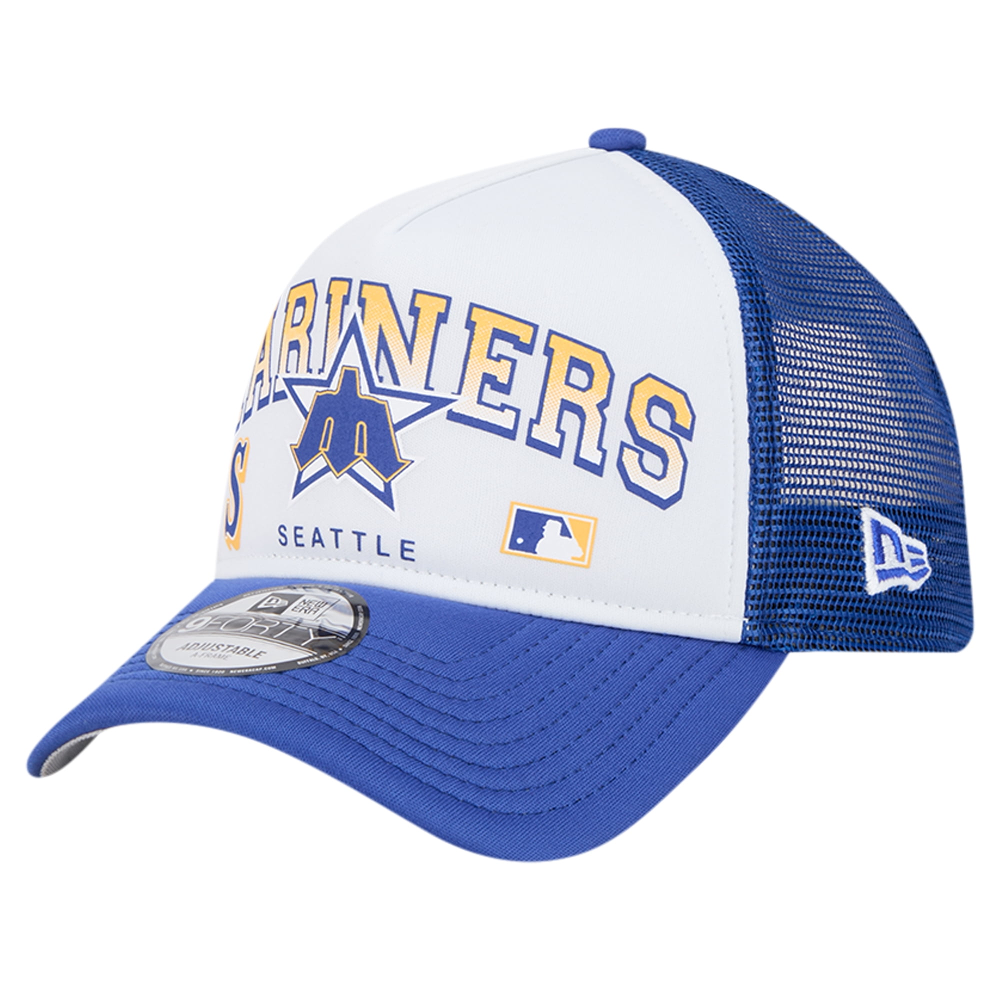 Men's New Era White Seattle Mariners Retro Wordmark 9FORTY A-Frame ...