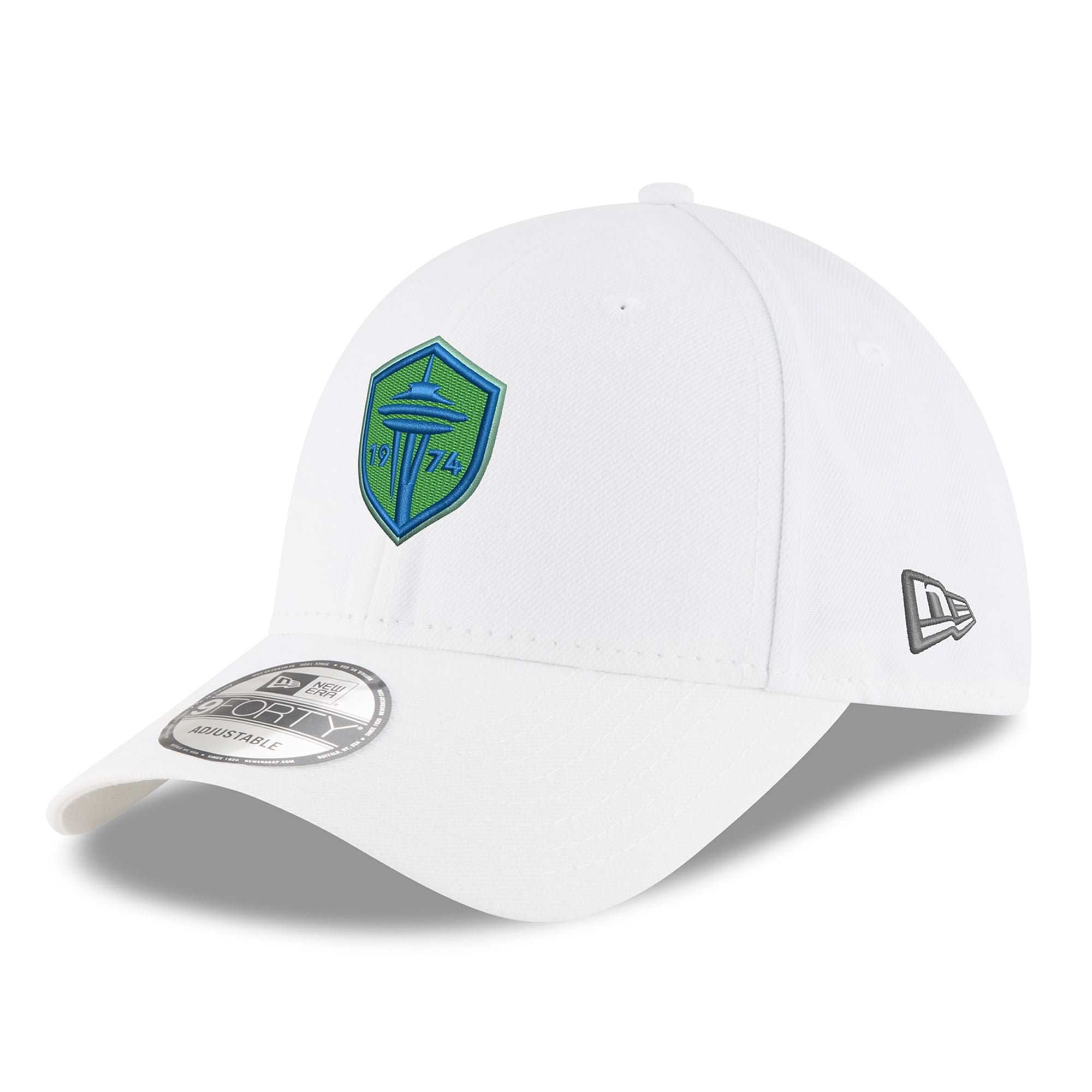 Men's New Era White Seattle Sounders FC Primary Logo 9FORTY Adjustable ...