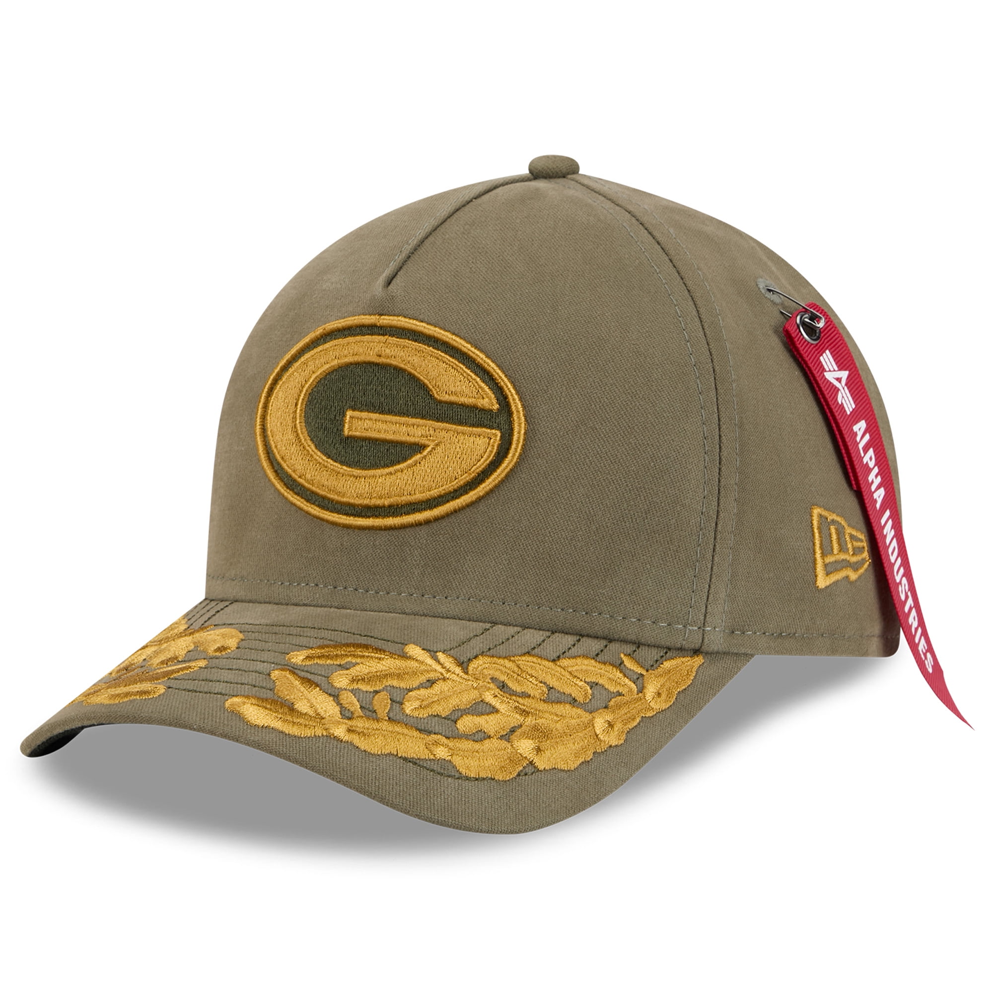 Men's New Era x Alpha Industries Olive Green Bay Packers A-Frame 9FORTY ...