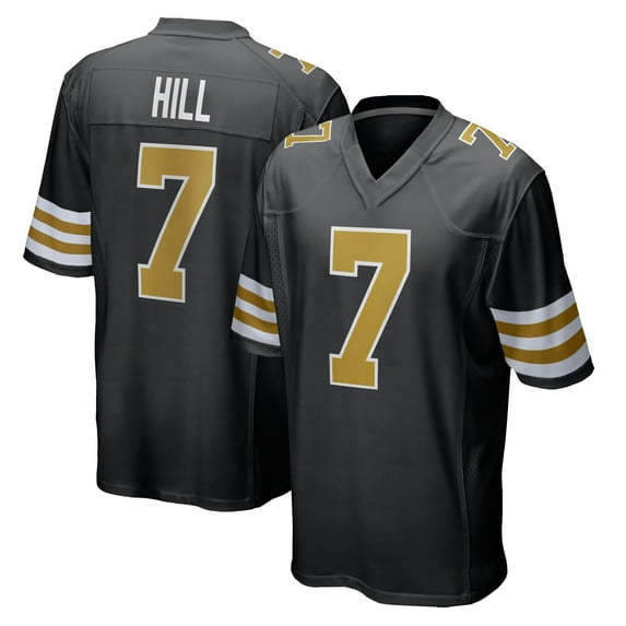 Men's New Orleans Hill 7 Black Alternate Sports Player Game Stitched ...