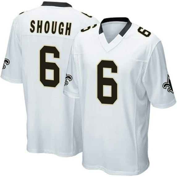 Men's New Orleans Shough 6 White Sports Player Game Stitched Name ...
