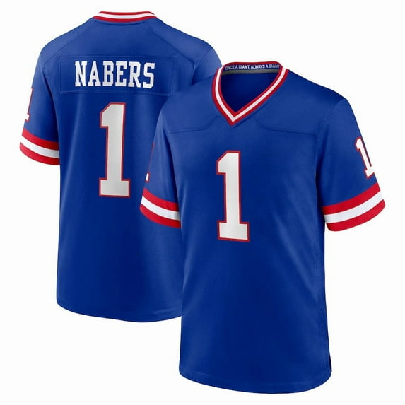 Men's New York G Nabers 1 Royal Alternate Stitched Player Game T-Shirts, Sports Top with ...