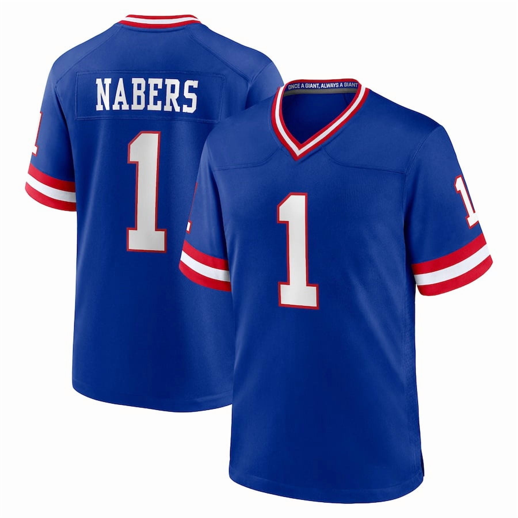 Men's New York G Nabers 1 Royal Alternate Stitched T-Shirts Sports ...