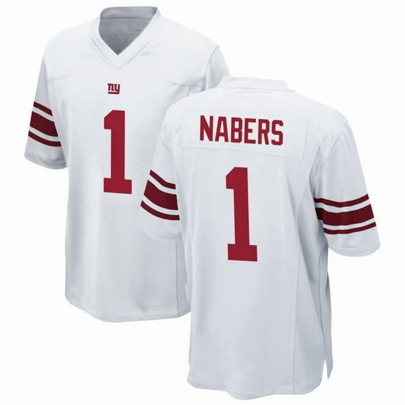 Men's New York G Nabers 1 White Sports Player Game Stitched Name Number ...