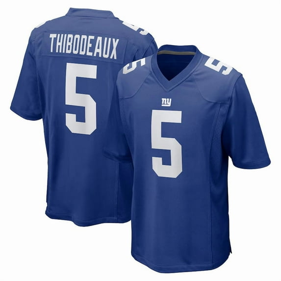 Men's New York G Thibodeaux 5 Royal Sports Player Game Stitched Name ...