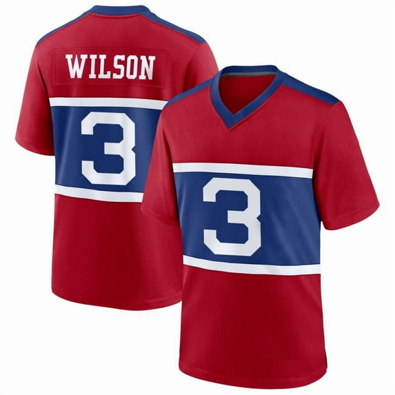 Men's New York G Wilson 3 Red Sports Player Game Stitched Name Number T ...
