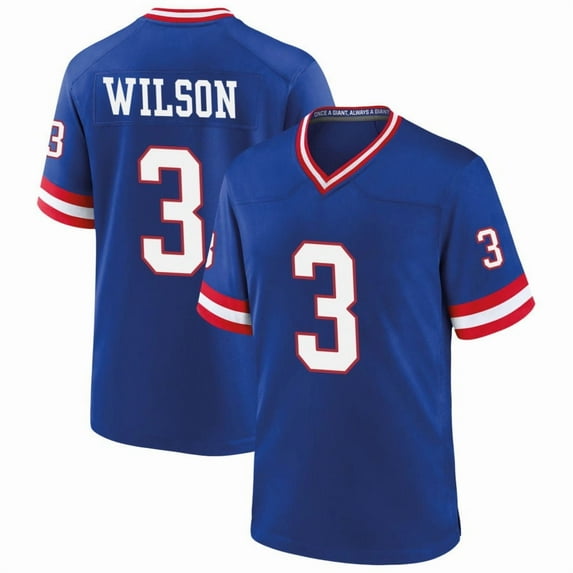 Men's New York G Wilson 3 Royal Alternate Sports Player Game Stitched ...
