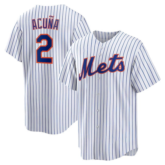 Men's New York M Acuna 2 White Replica Stitched T-shirts Player ...