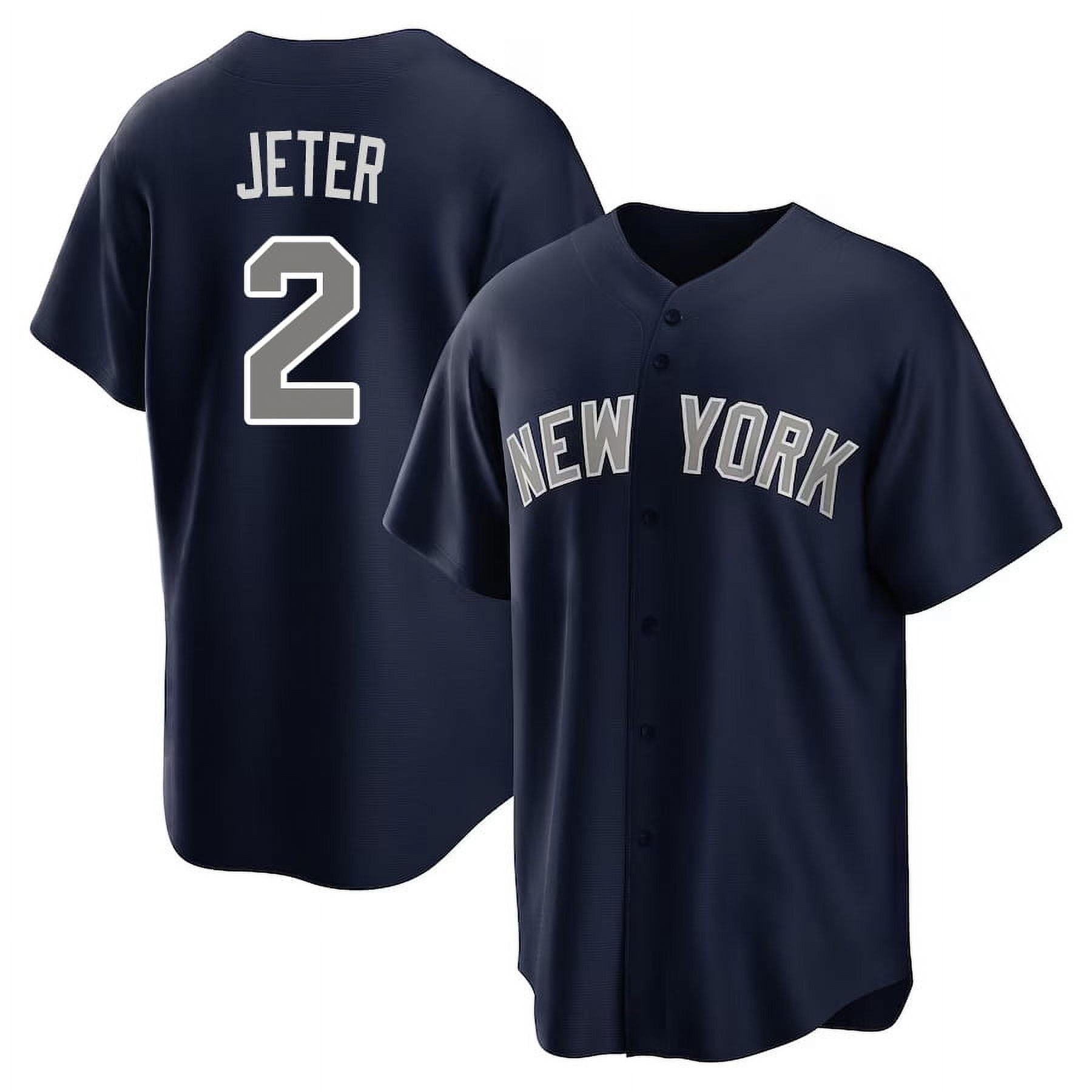 Men's New York Y Jeter 2 Navy Alternate Replica Stitched Name Player T ...