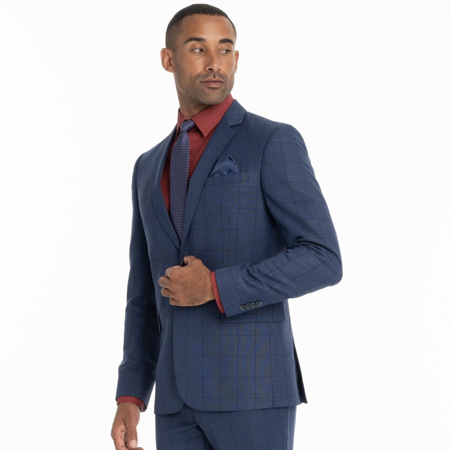 Men's Nick Graham Broadway Slim Fit Suit Jacket Color: Navy Windowpane ...