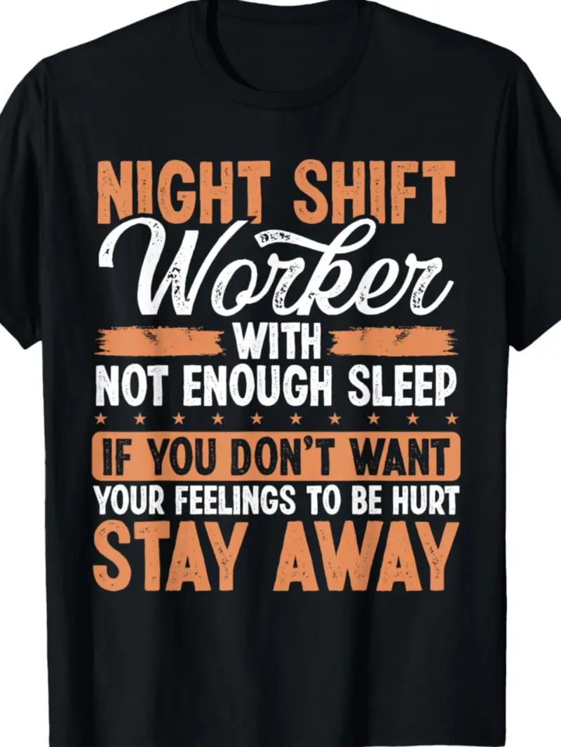 Men's Night Shift Worker Graphic T-Shirt, Crew Neck T-Shirt, Regular ...