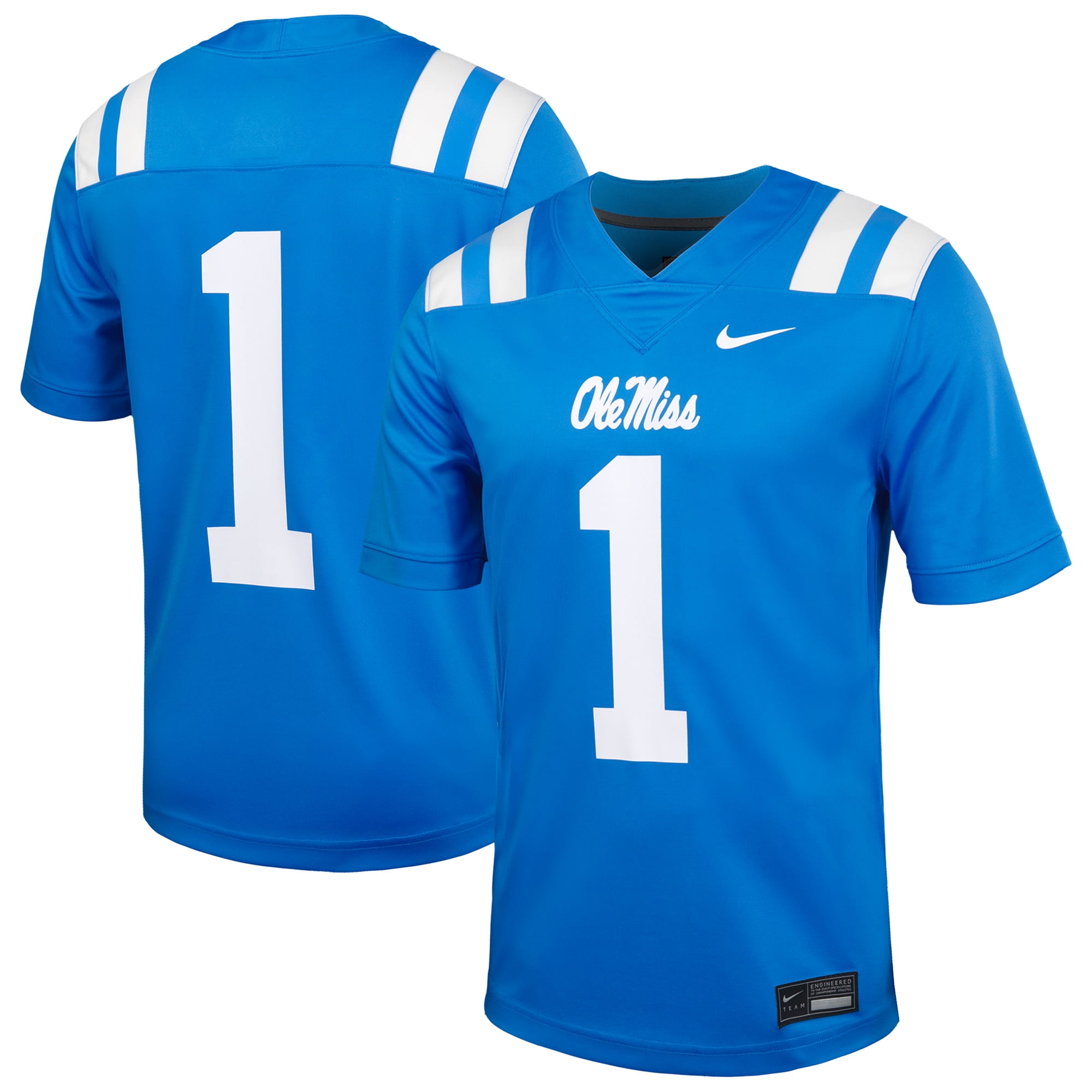 Men's Nike #1 Powder Blue Ole Miss Rebels Untouchable Football Jersey ...