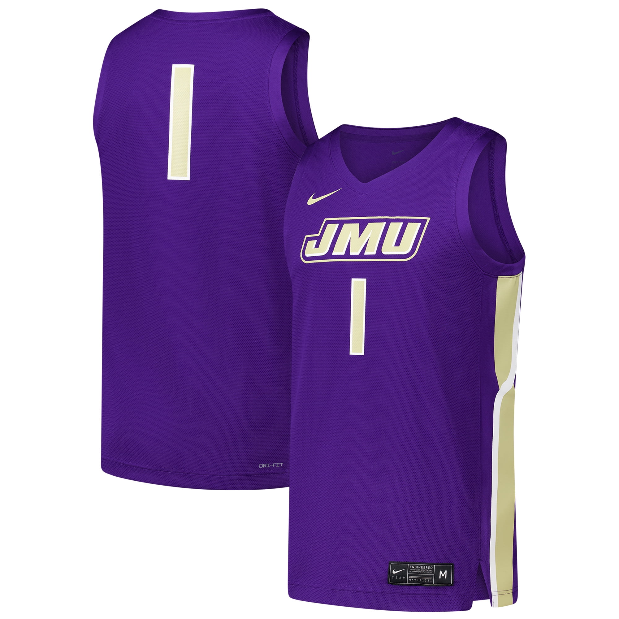 Men's Nike #1 Purple James Madison Dukes Replica Basketball Jersey ...