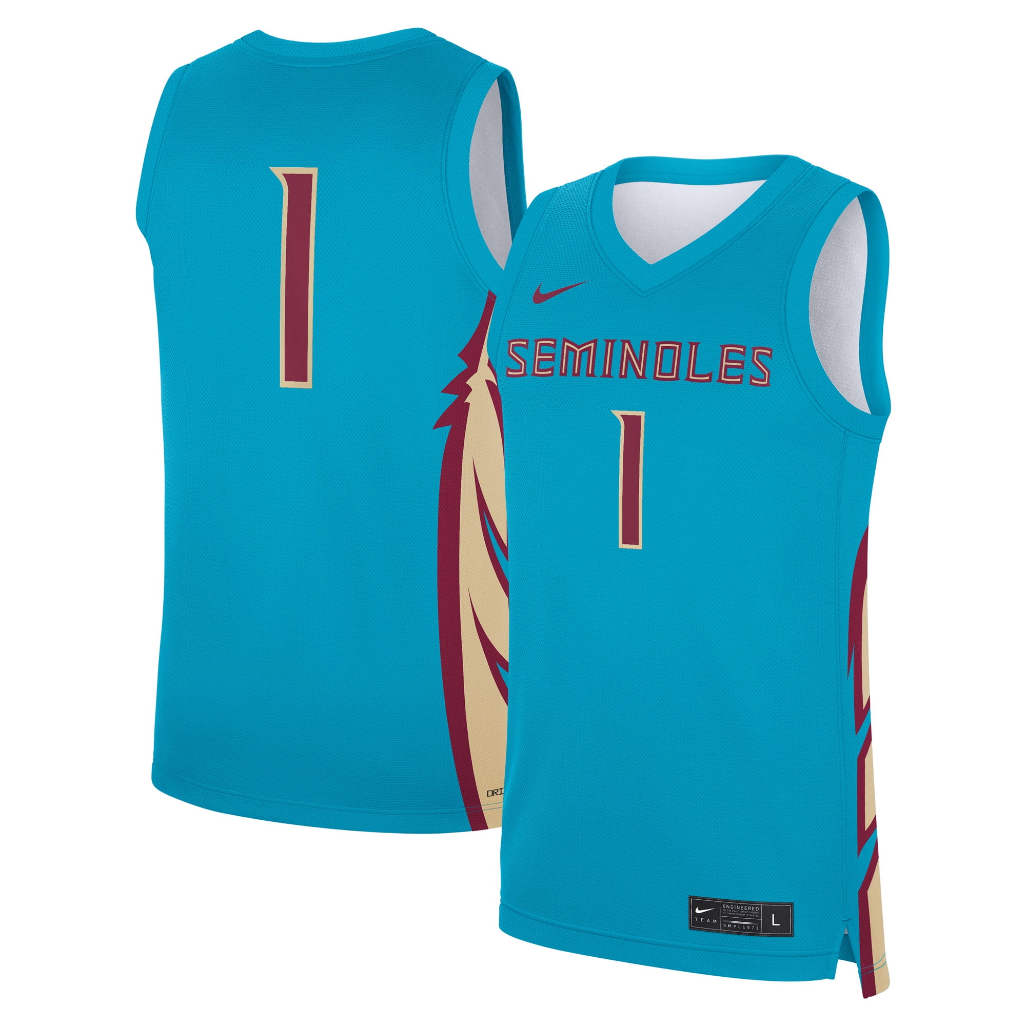 Men's Nike #1 Turquoise Florida State Seminoles Alternate Replica ...