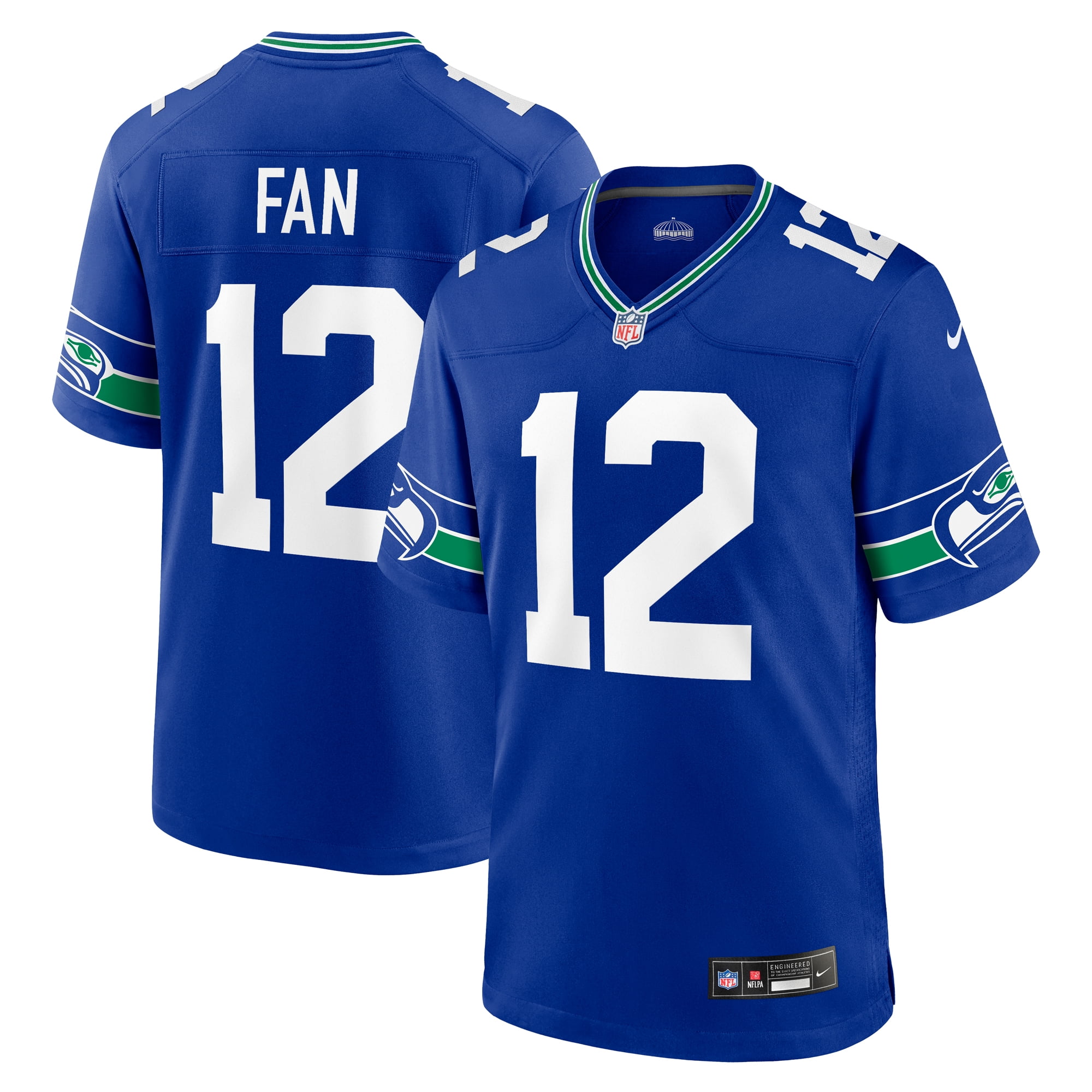 Men's Nike 12s Royal Seattle Seahawks Throwback Player Game Jersey ...