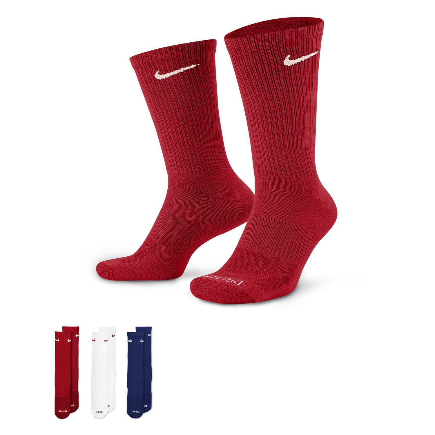 Men's Nike 3-Pack Everyday Plus Dri-FIT Cushion Crew Training Socks ...
