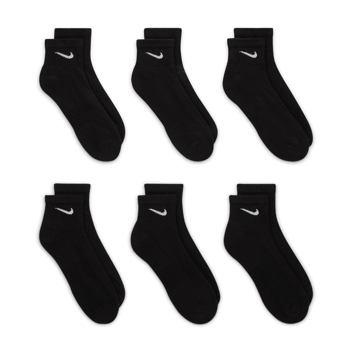 Nike Men's 6 Pack Cushioned Ankle Socks Training Black Size 12-15 ...
