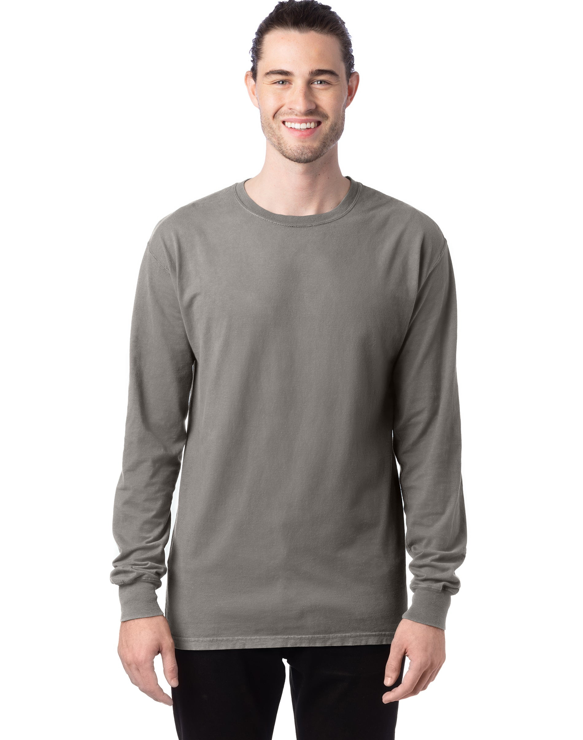 Men's Hanes® ComfortWash Long Sleeve Garment-Dyed Tee Color: Concrete ...