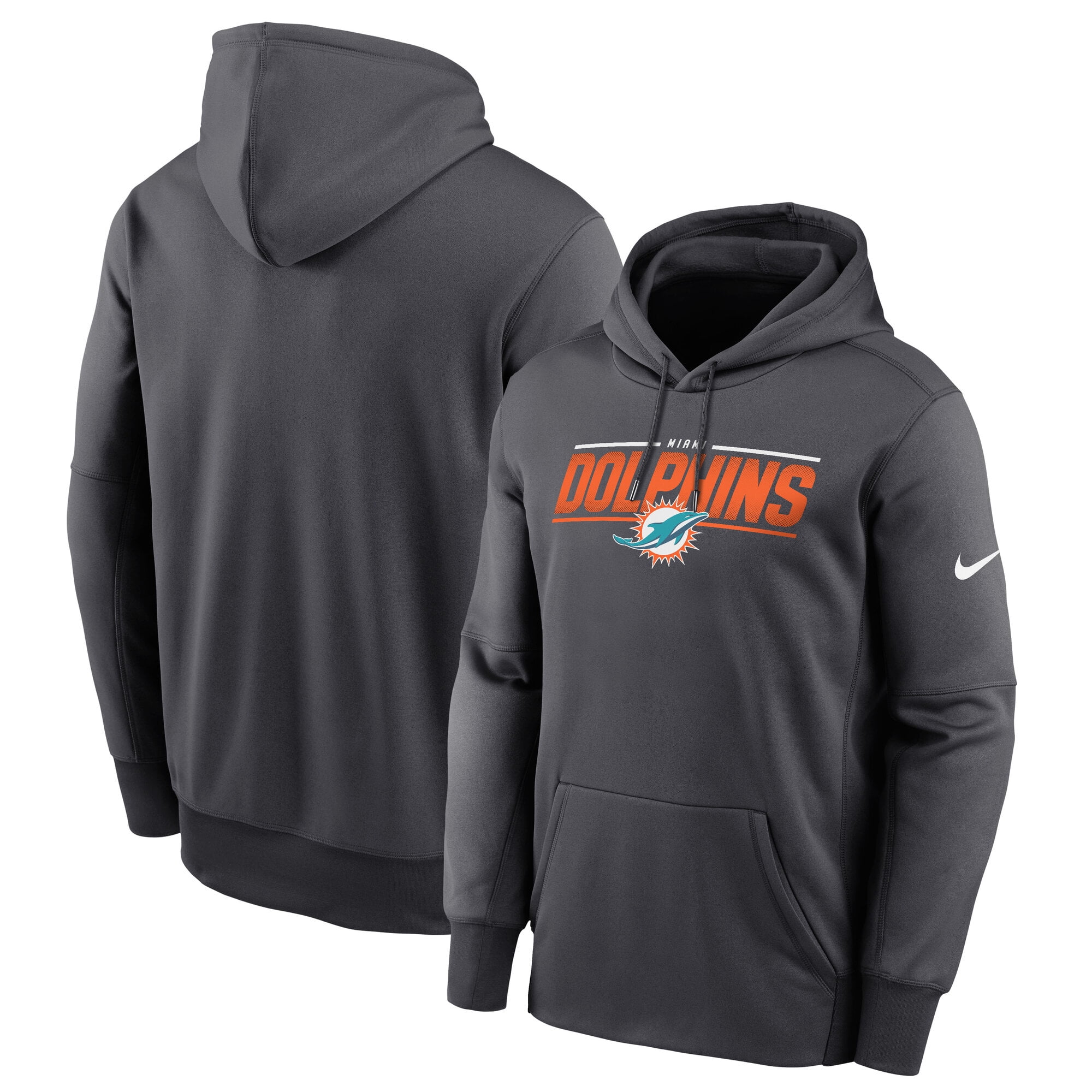 Men's Nike Anthracite Miami Dolphins Team Muscle Performance Fleece Pullover Hoodie - Walmart.com