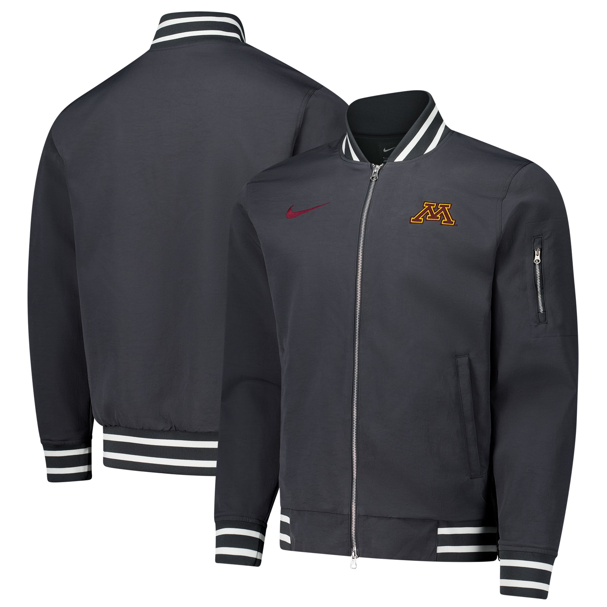 Men's Nike Anthracite Minnesota Golden Gophers Full-Zip Bomber Jacket ...