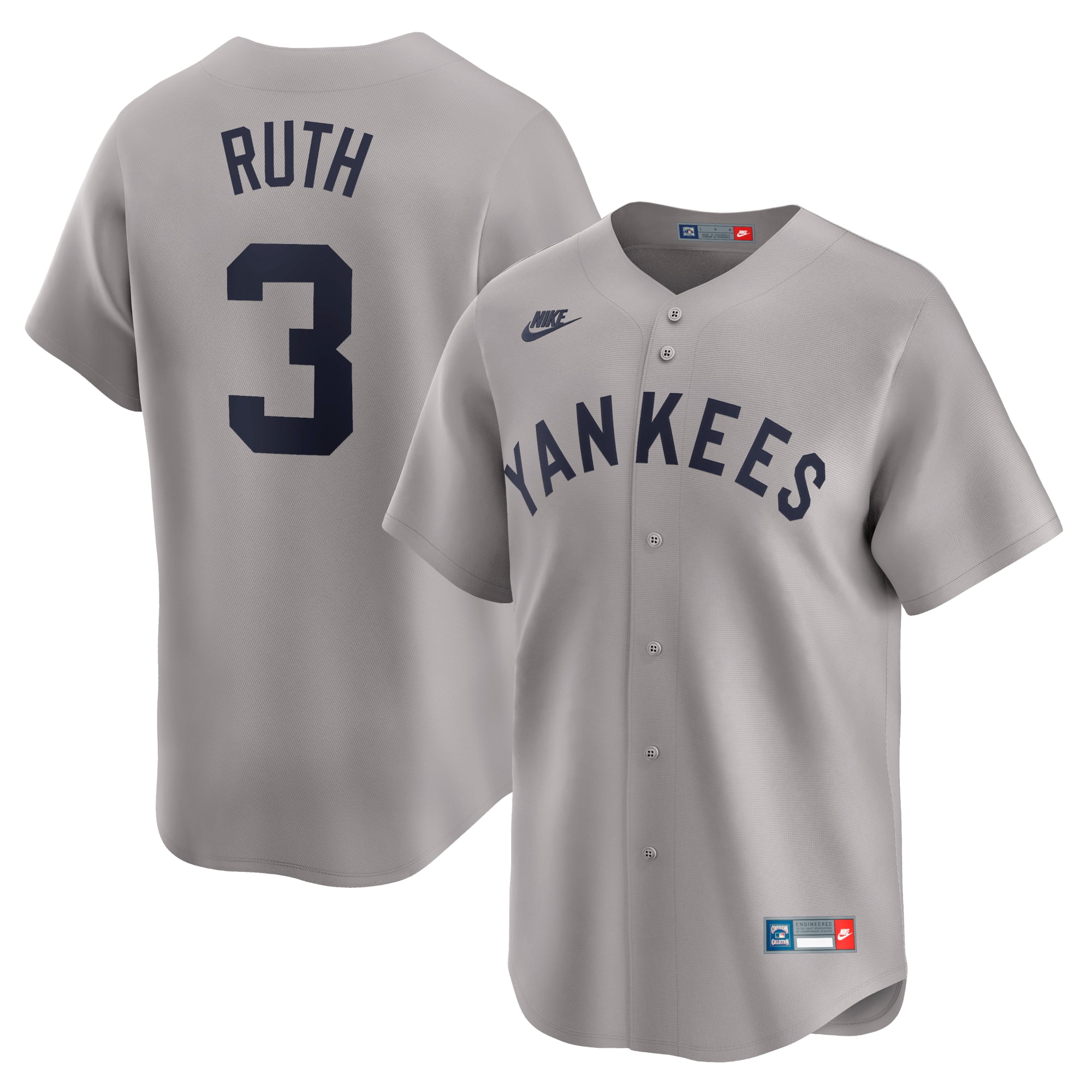 Men's Nike Babe Ruth Gray New York Yankees Throwback Cooperstown ...