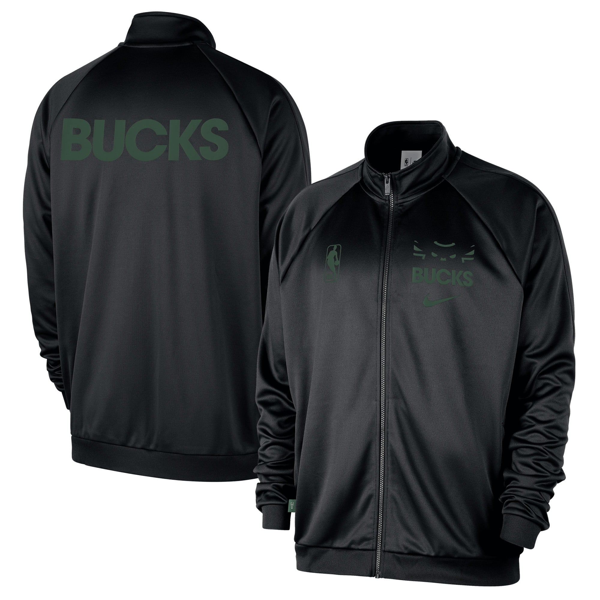 Men's-Nike Black Milwaukee Bucks Courtside Pique Club Full-Zip Track ...