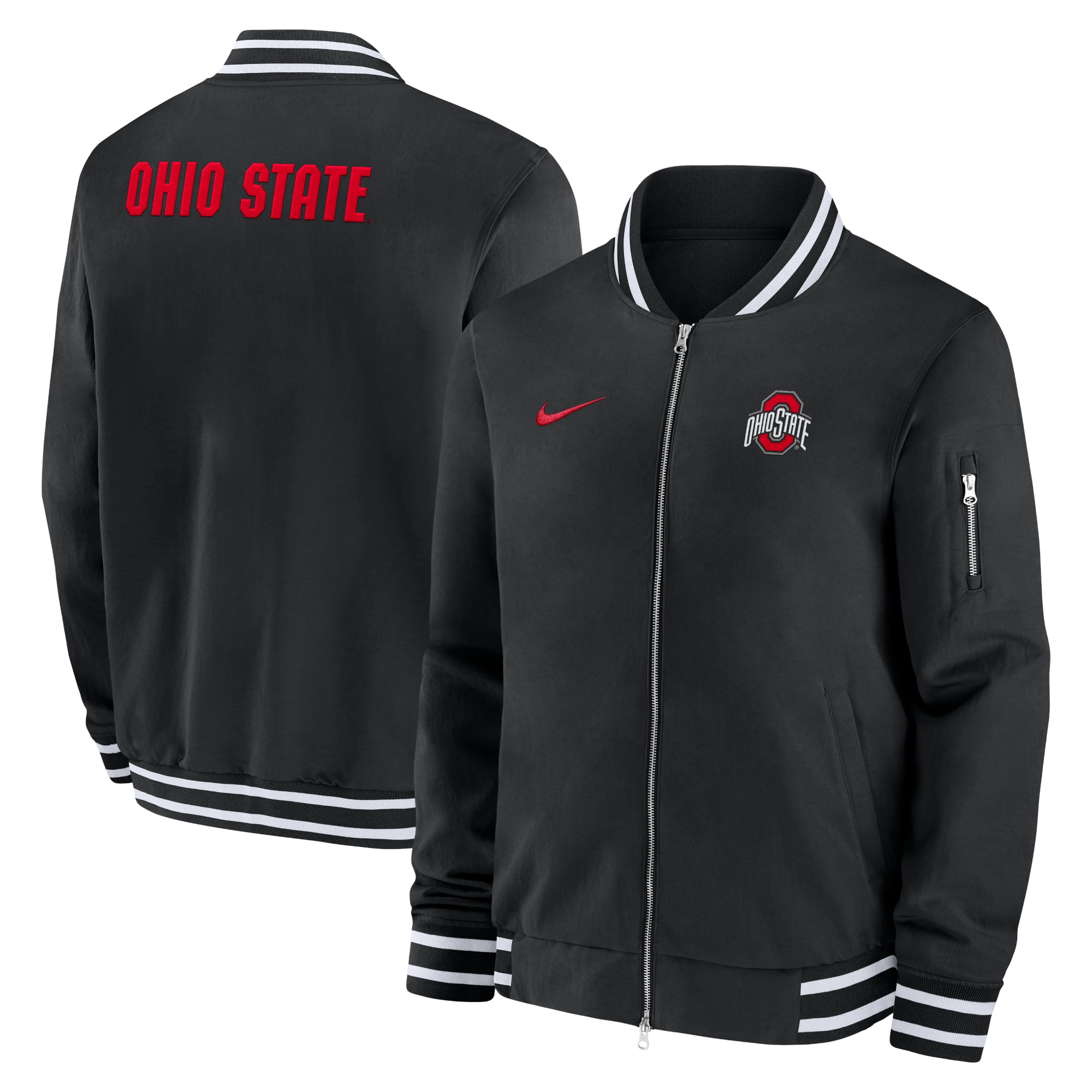 Men's Nike Black Ohio State Buckeyes 2024 Sideline Full-Zip Bomber ...