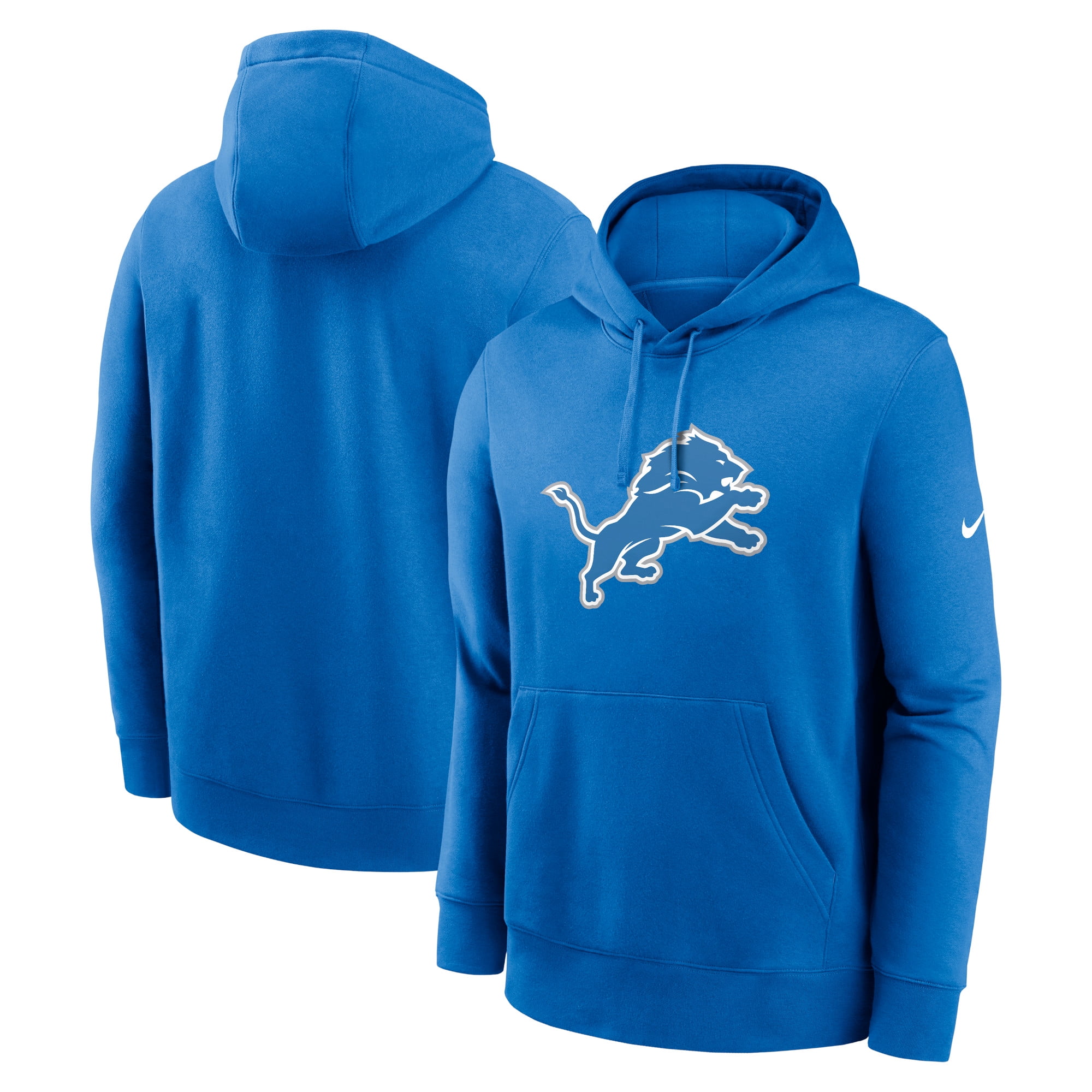 Men's Nike Blue Detroit Lions Club Logo Pullover Hoodie Color: Lns Blue ...