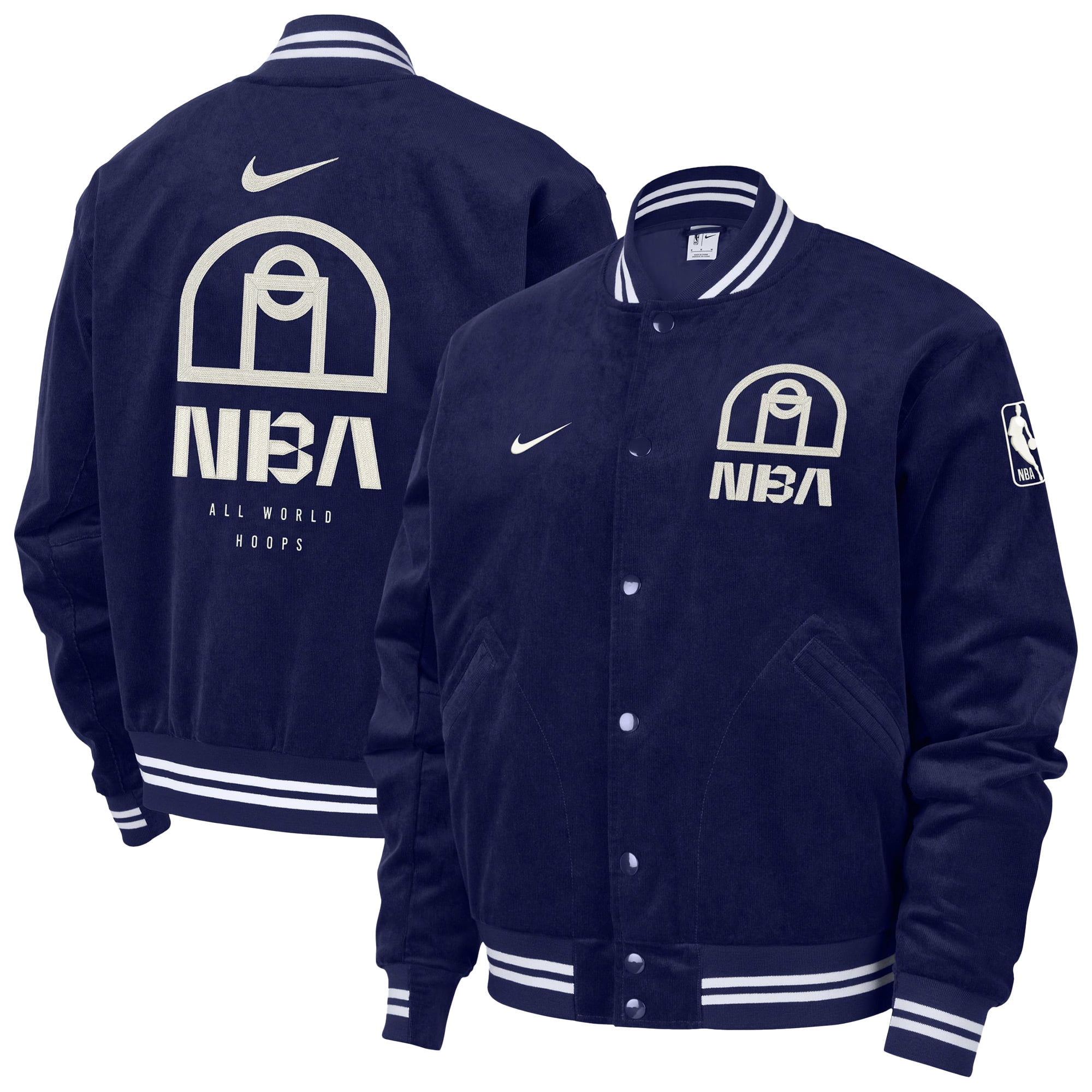 Men's Nike Blue NBA All World Hoops Team 31 Trend Corduroy Full-Snap ...