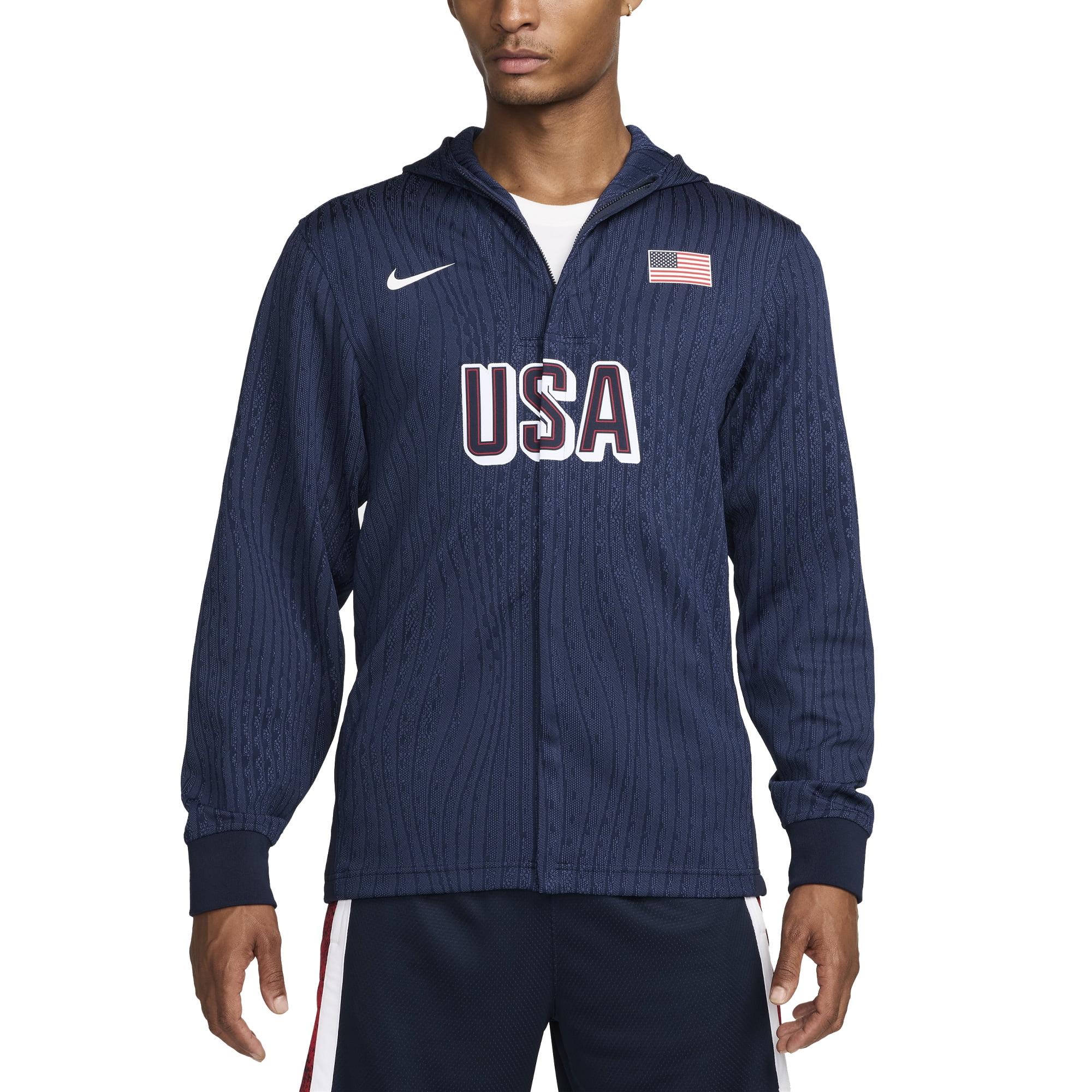Men's Nike Blue USA Basketball Authentic On-Court Game Full-Zip Jacket ...