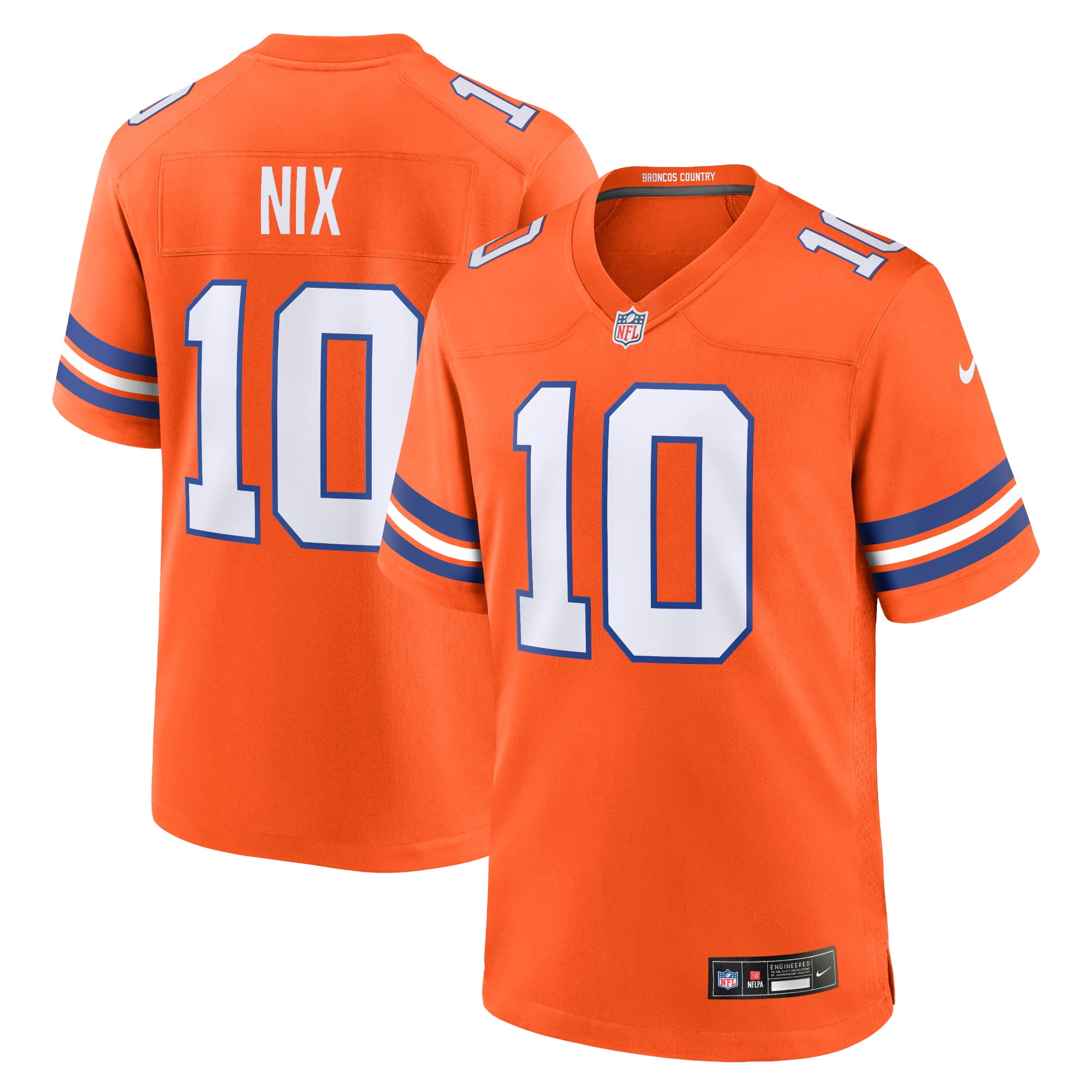 Men's Nike Bo Nix Orange Denver Broncos Mile High Collection 1977 ...