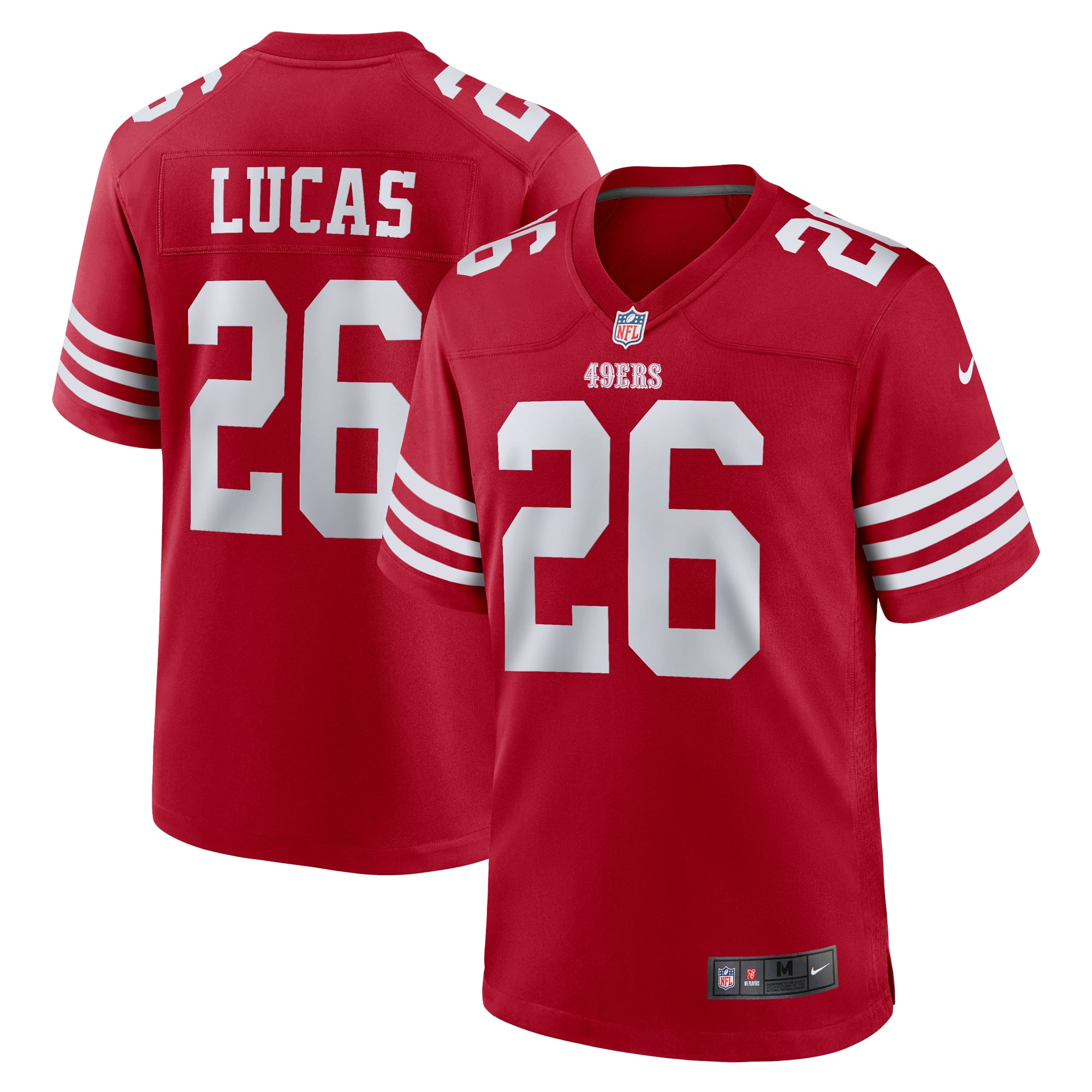 Men's Nike Chase Lucas Scarlet San Francisco 49ers Team Game Jersey ...