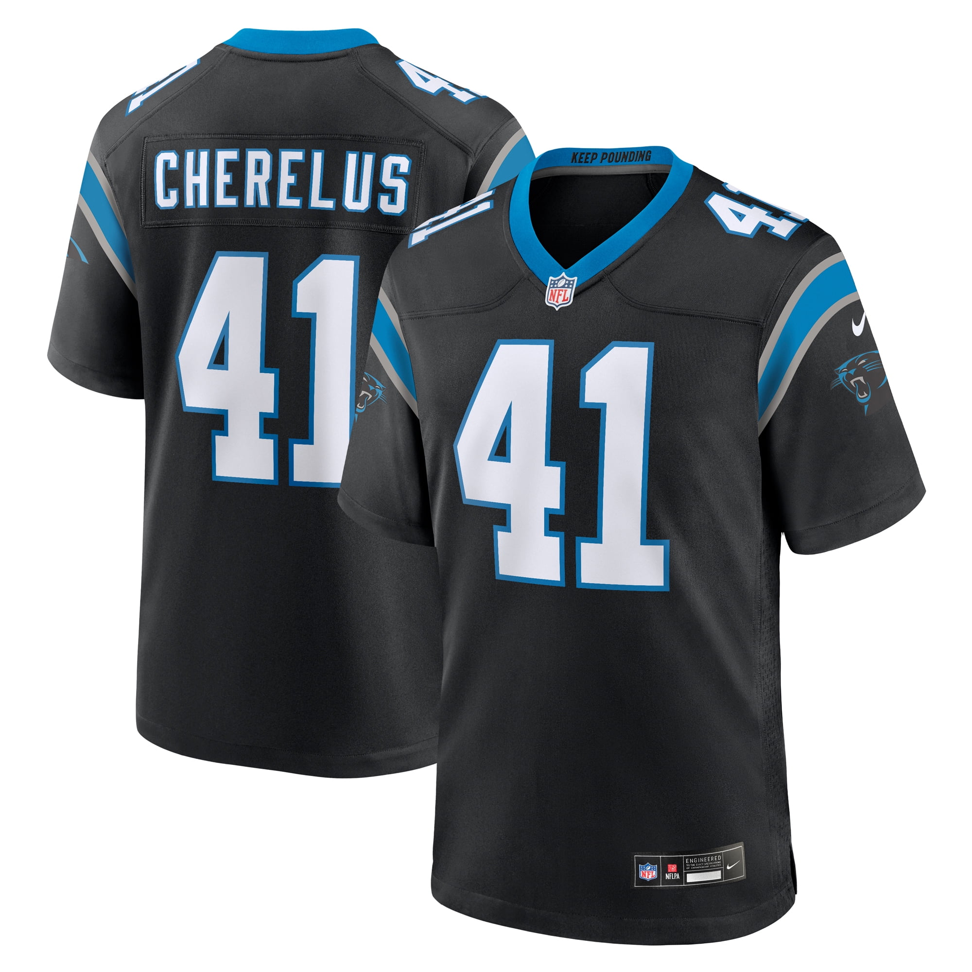 Men's Nike Claudin Cherelus Black Carolina Panthers Team Game Jersey ...