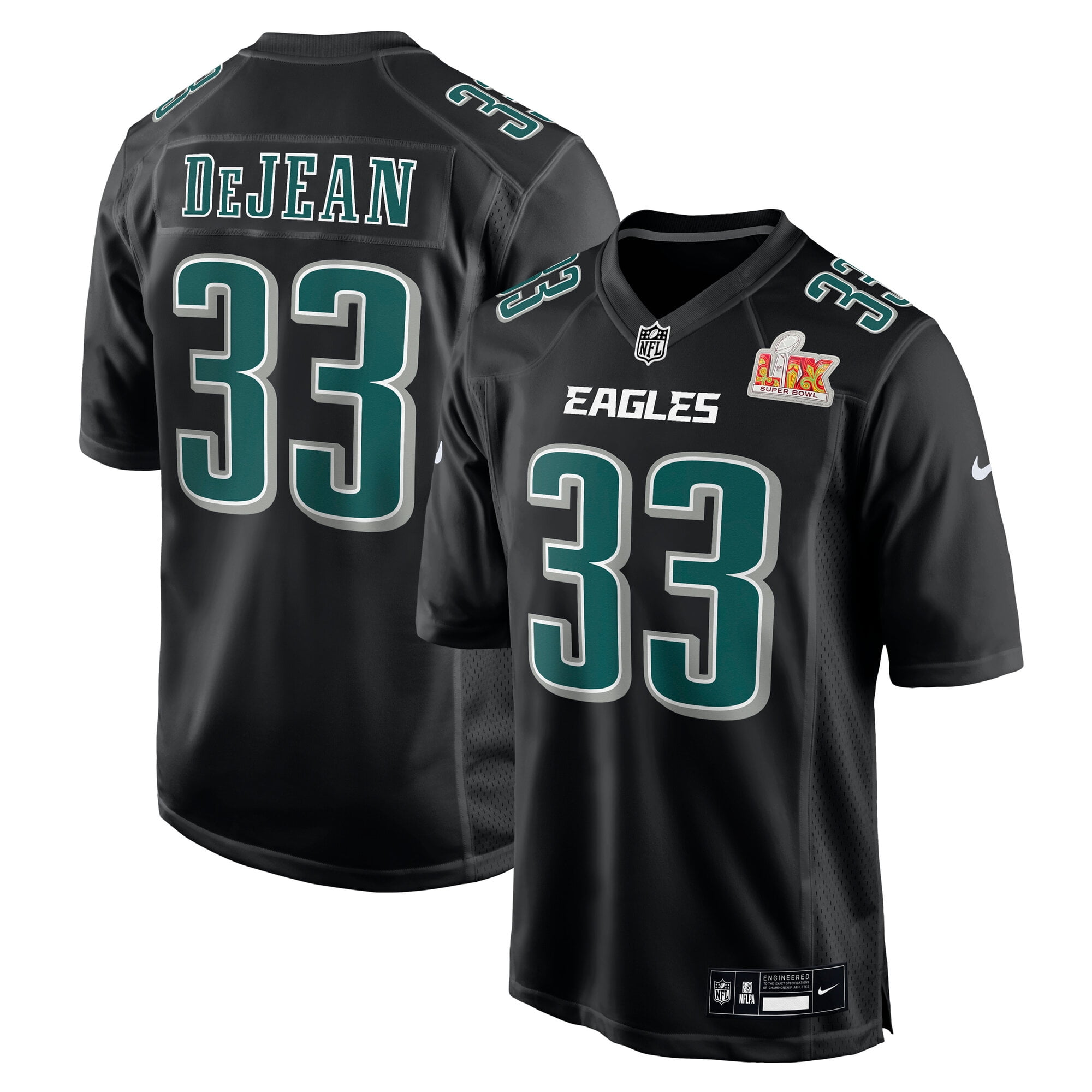 Men's Nike Cooper DeJean Carbon Black Philadelphia Eagles Super Bowl ...