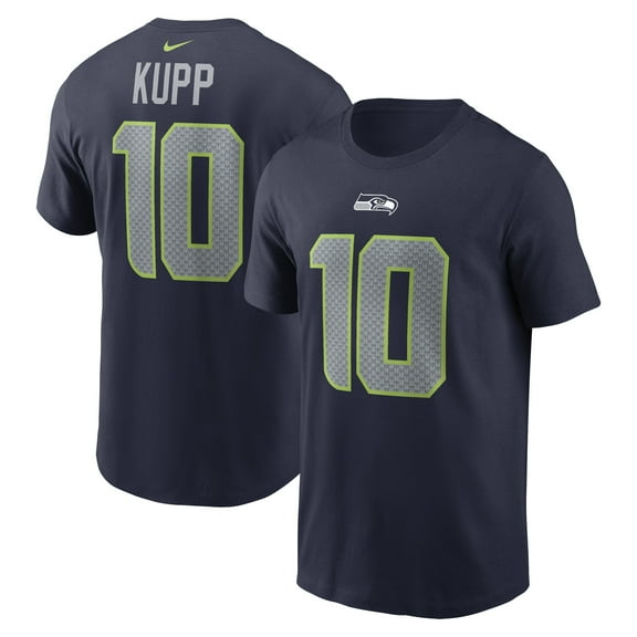 Men's Seattle Kupp 10 Navy Sports Player Game Stitched Name Number T ...