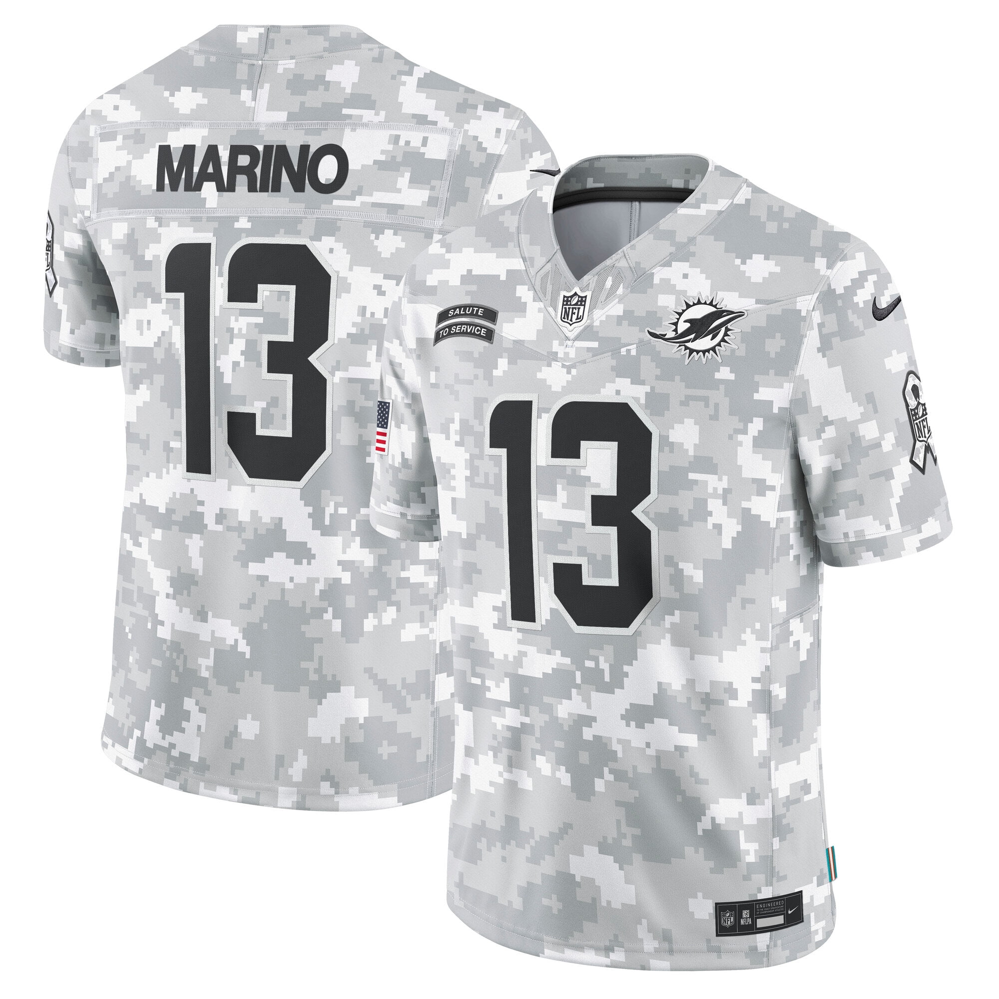 Men's Nike Dan Marino Arctic Camo Miami Dolphins 2024 Salute to Service ...