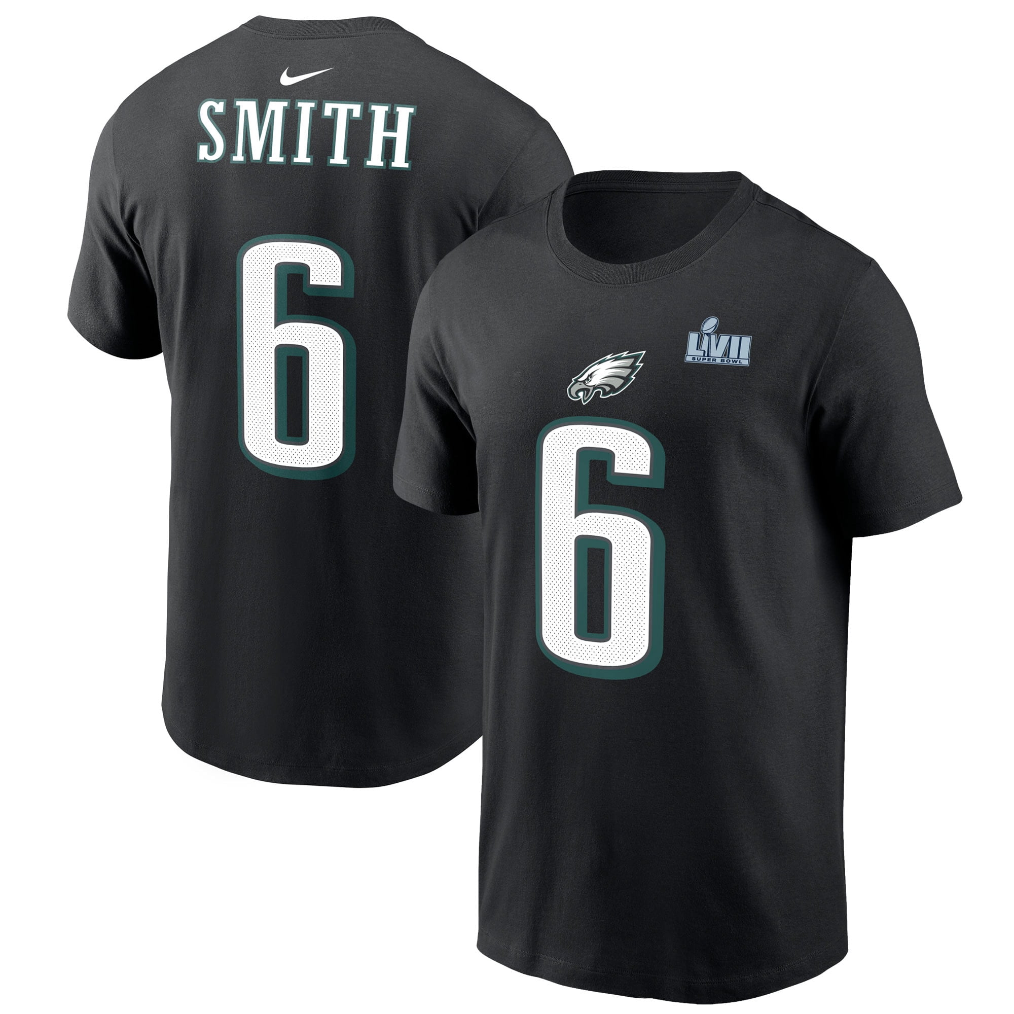Men's Nike DeVonta Smith Black Philadelphia Eagles Super Bowl LVII Name ...