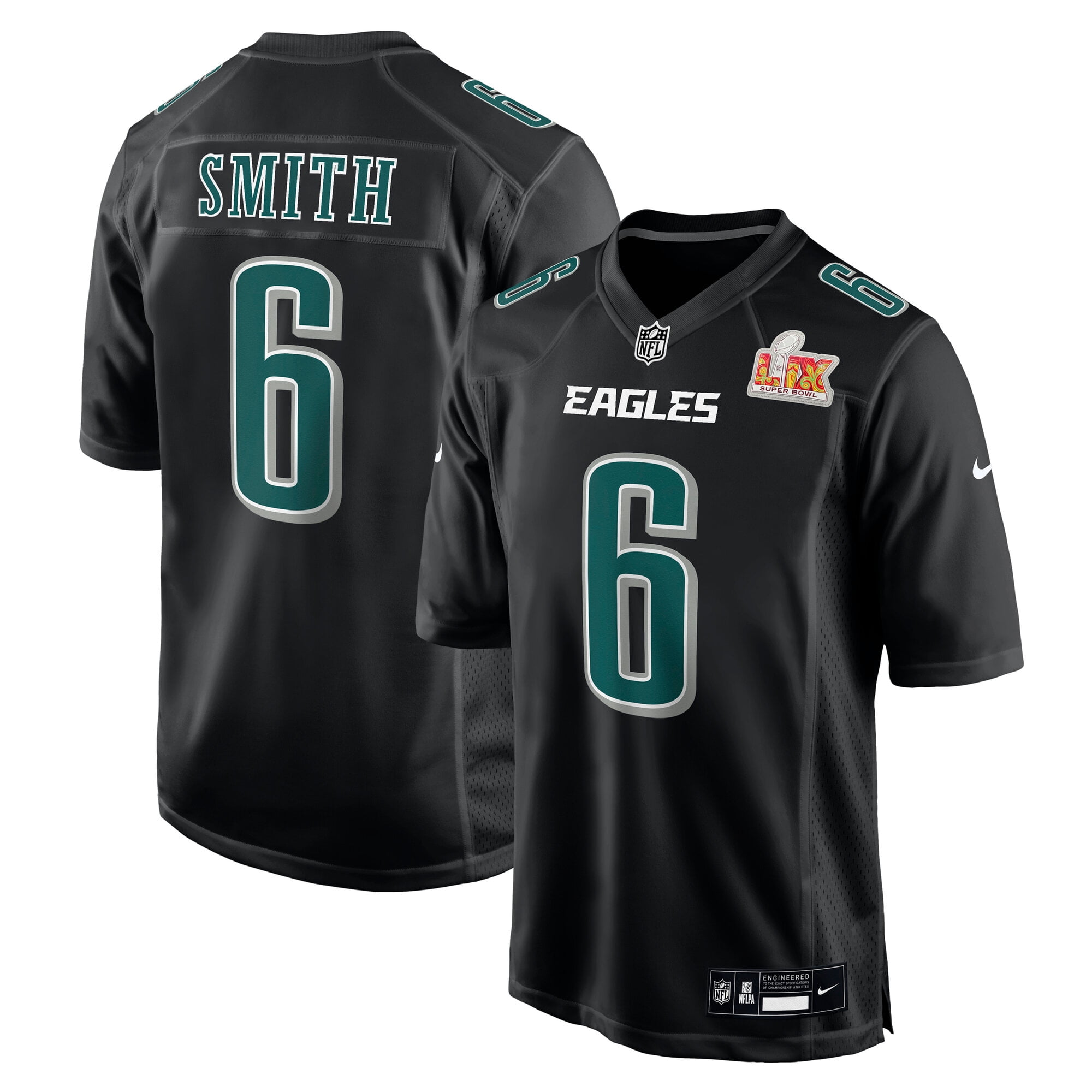 Men's Nike DeVonta Smith Carbon Black Philadelphia Eagles Super Bowl ...