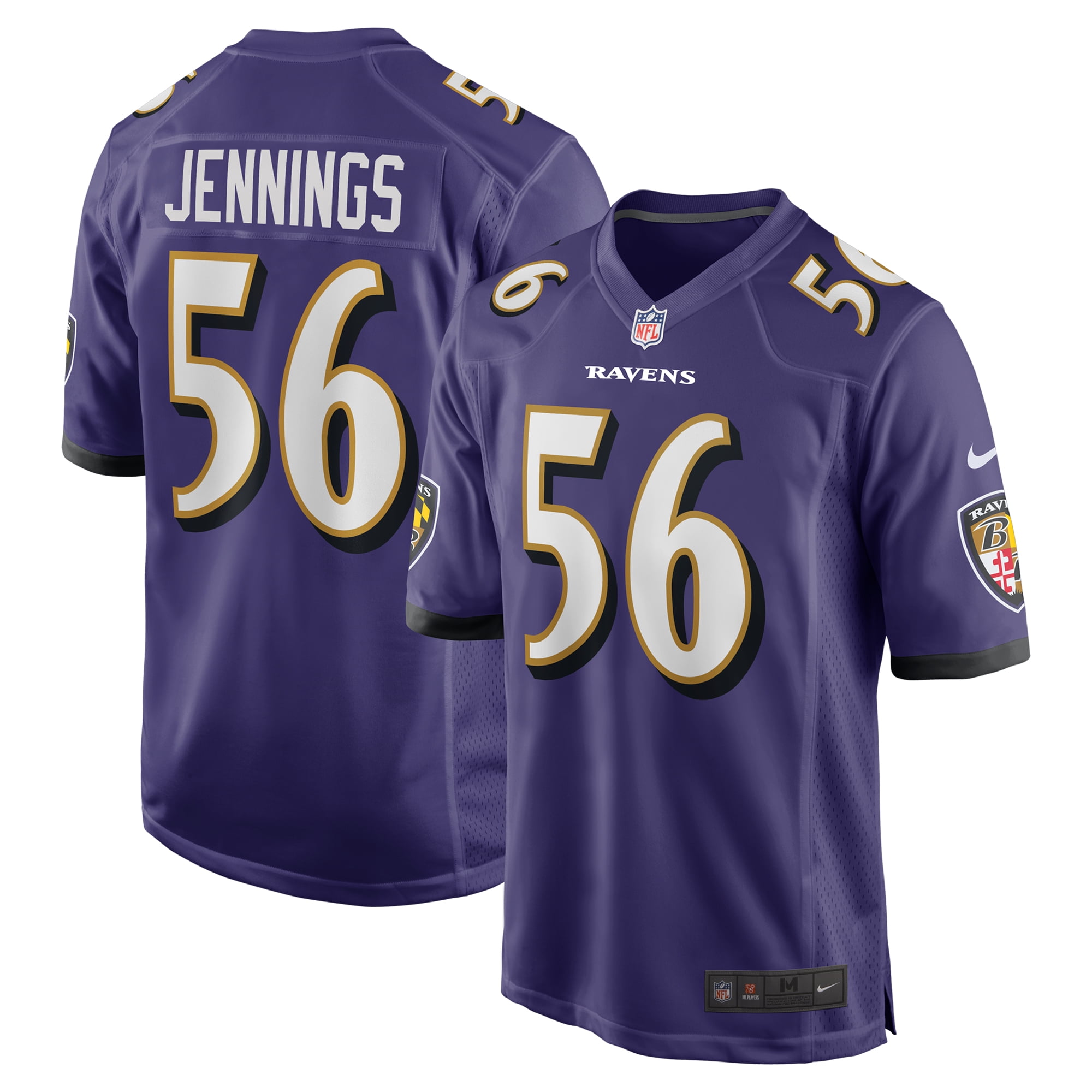 Men's Nike Deion Jennings Purple Baltimore Ravens Team Game Jersey - Walmart.com