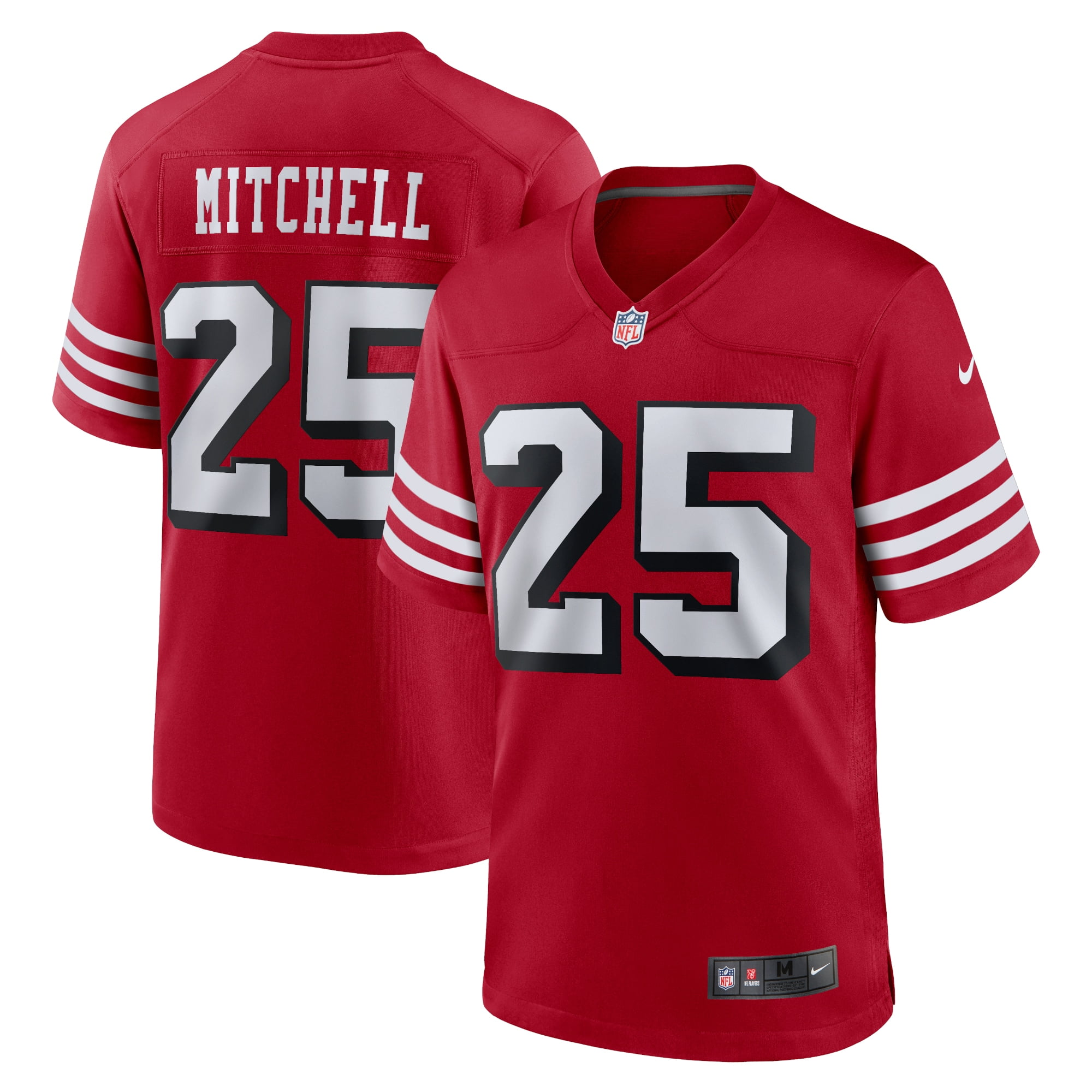 Men's Nike Elijah Mitchell Scarlet San Francisco 49ers Alternate Game ...