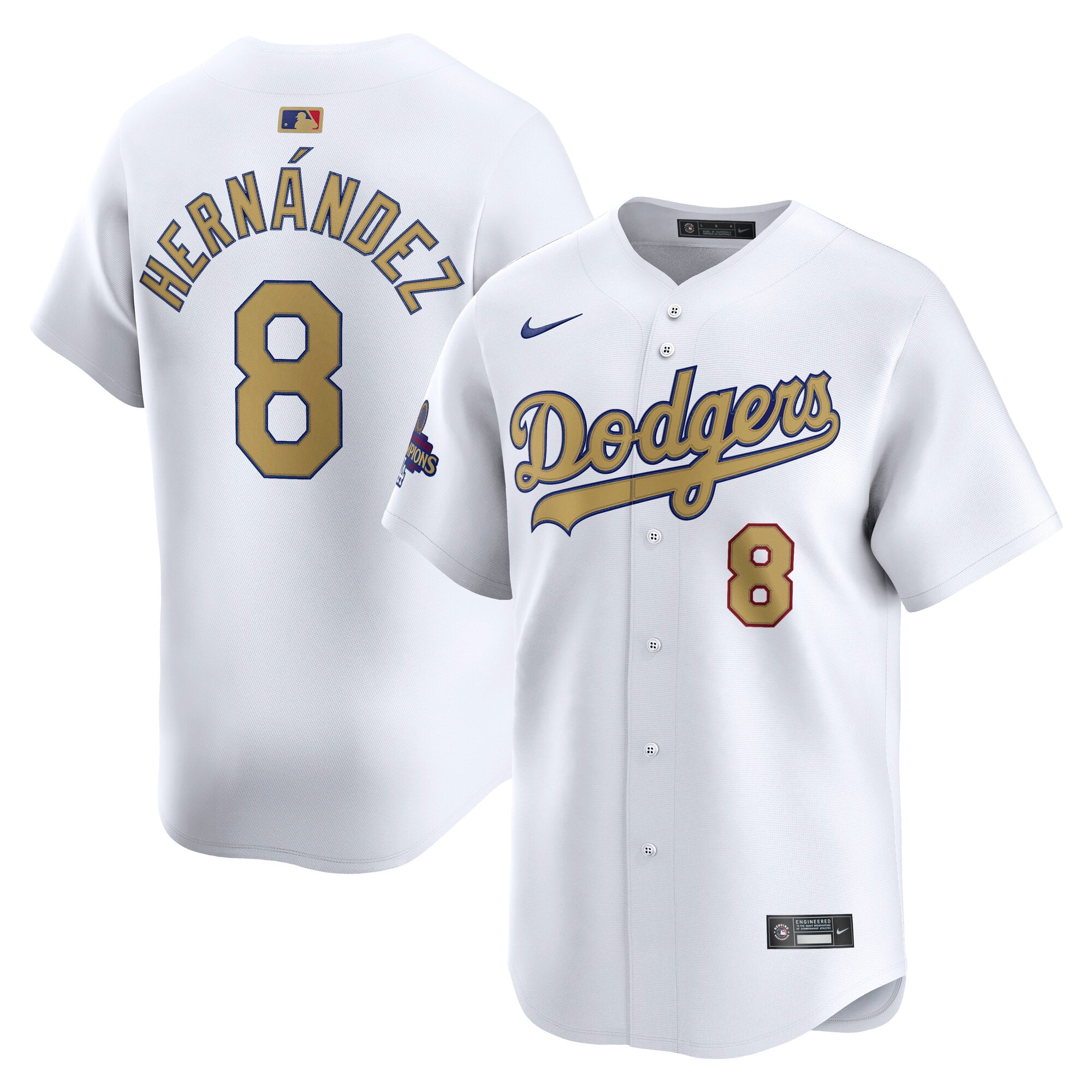 Men's Nike Enrique Hern-ndez White Los Angeles Dodgers 2025 Gold ...