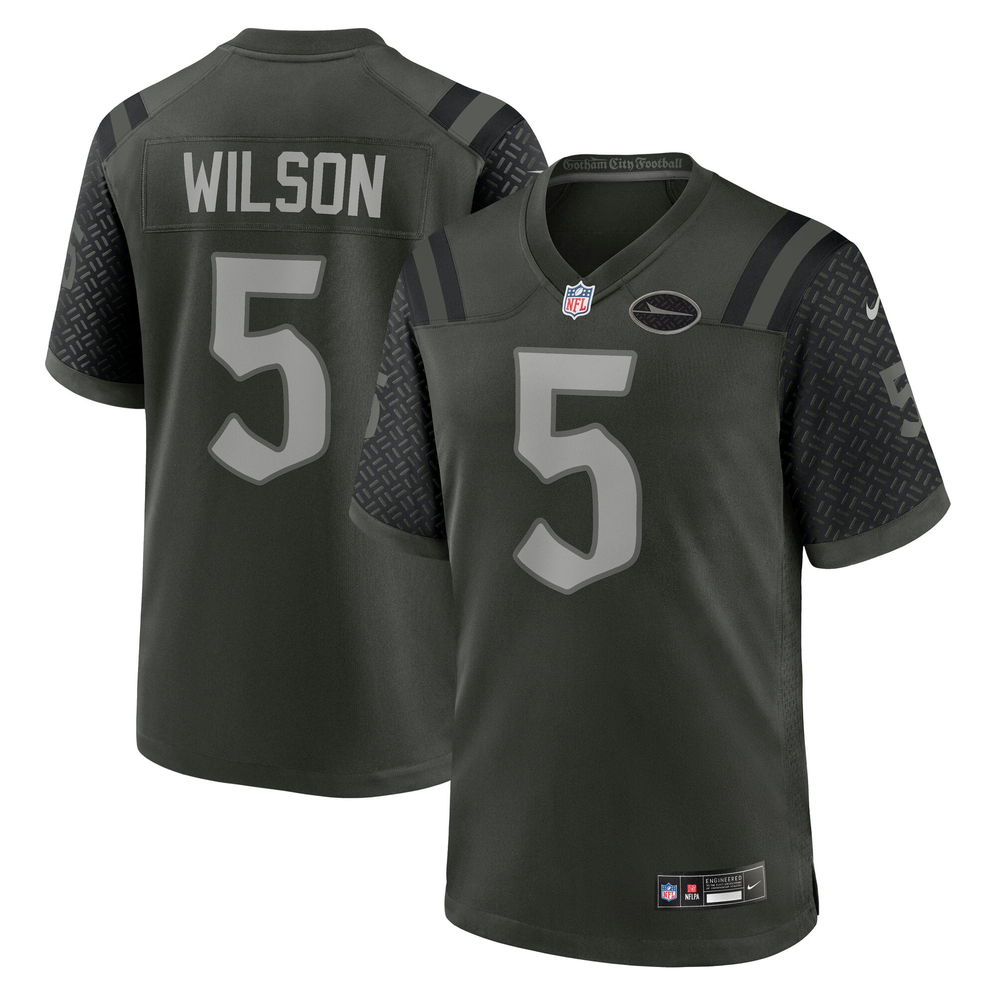 Men's Nike Garrett Wilson Gotham Green New York Jets 2025 Rivalries Collection Game Jersey ...