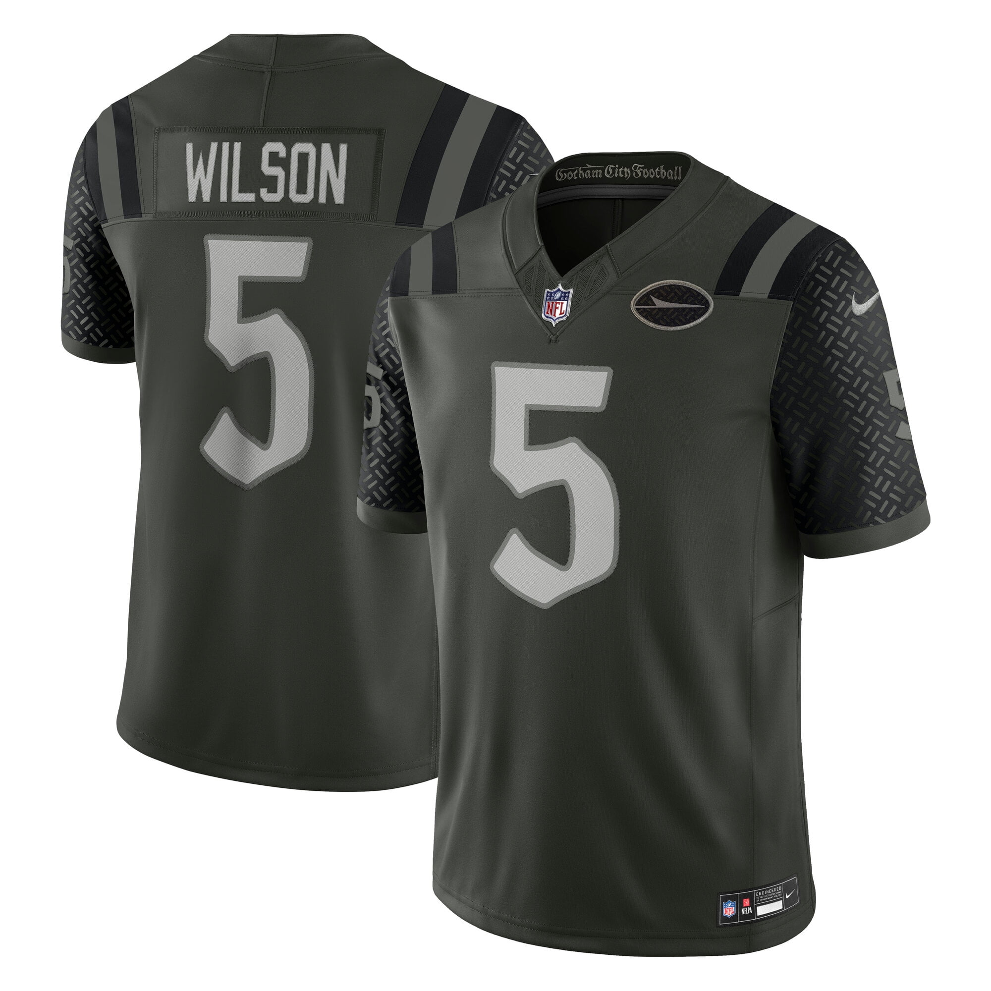 Men's Nike Garrett Wilson Gotham Green New York Jets 2025 Rivalries Collection Limited Jersey ...