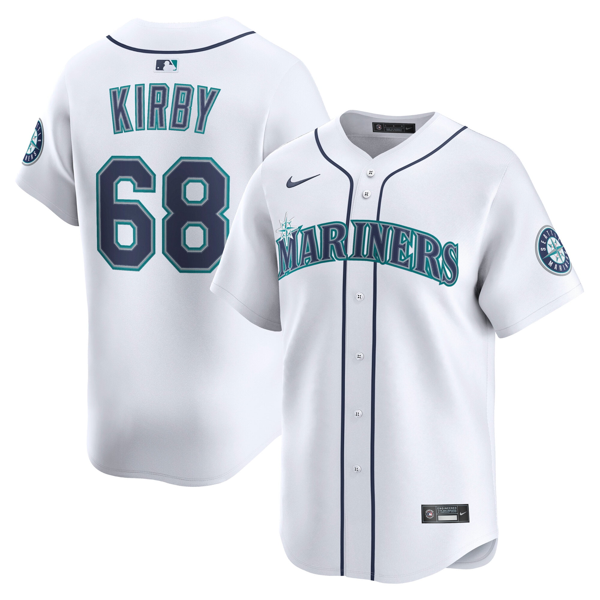 Men's Nike George Kirby White Seattle Mariners Home Limited Player ...