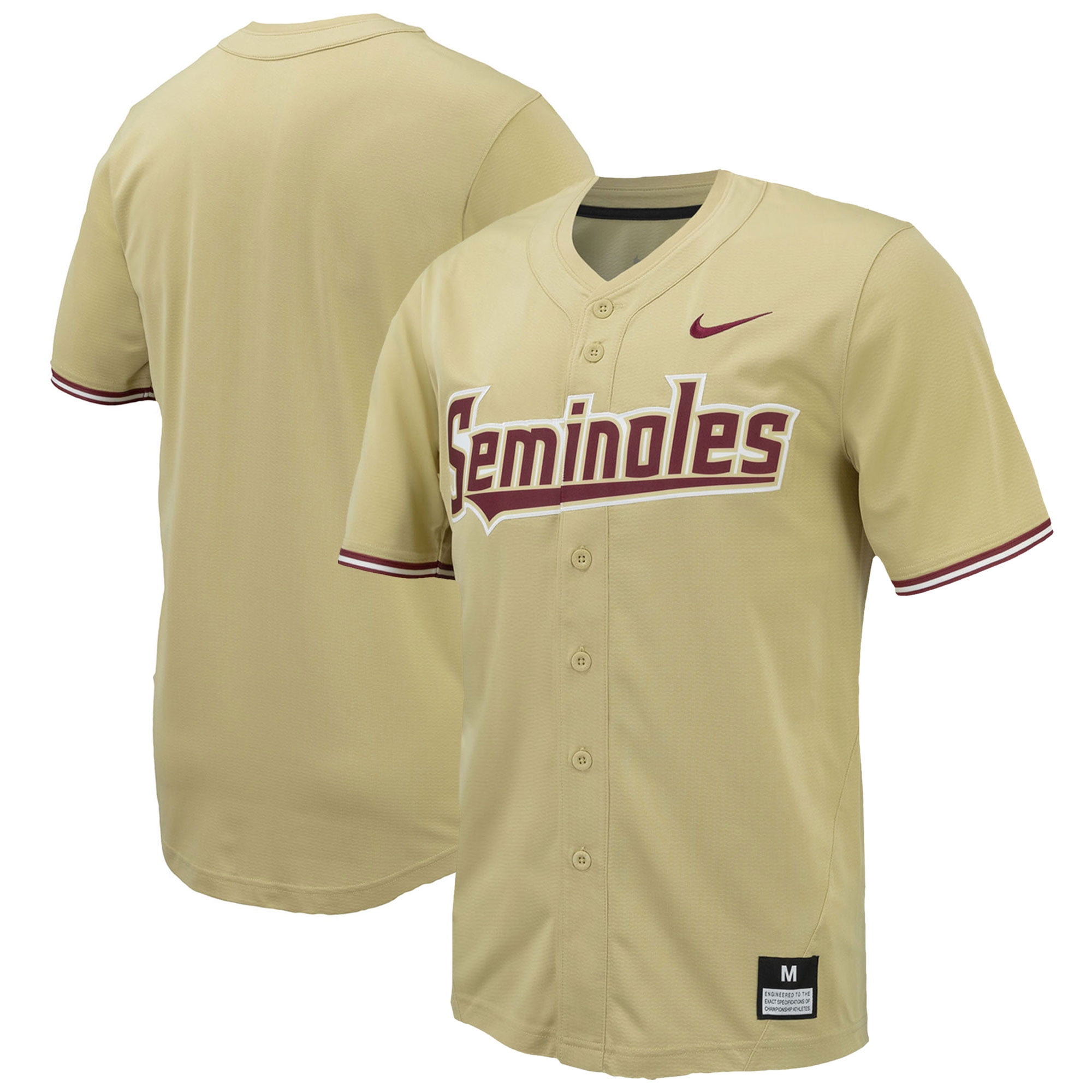 Men's Nike Gold Florida State Seminoles Replica Full-Button Baseball ...