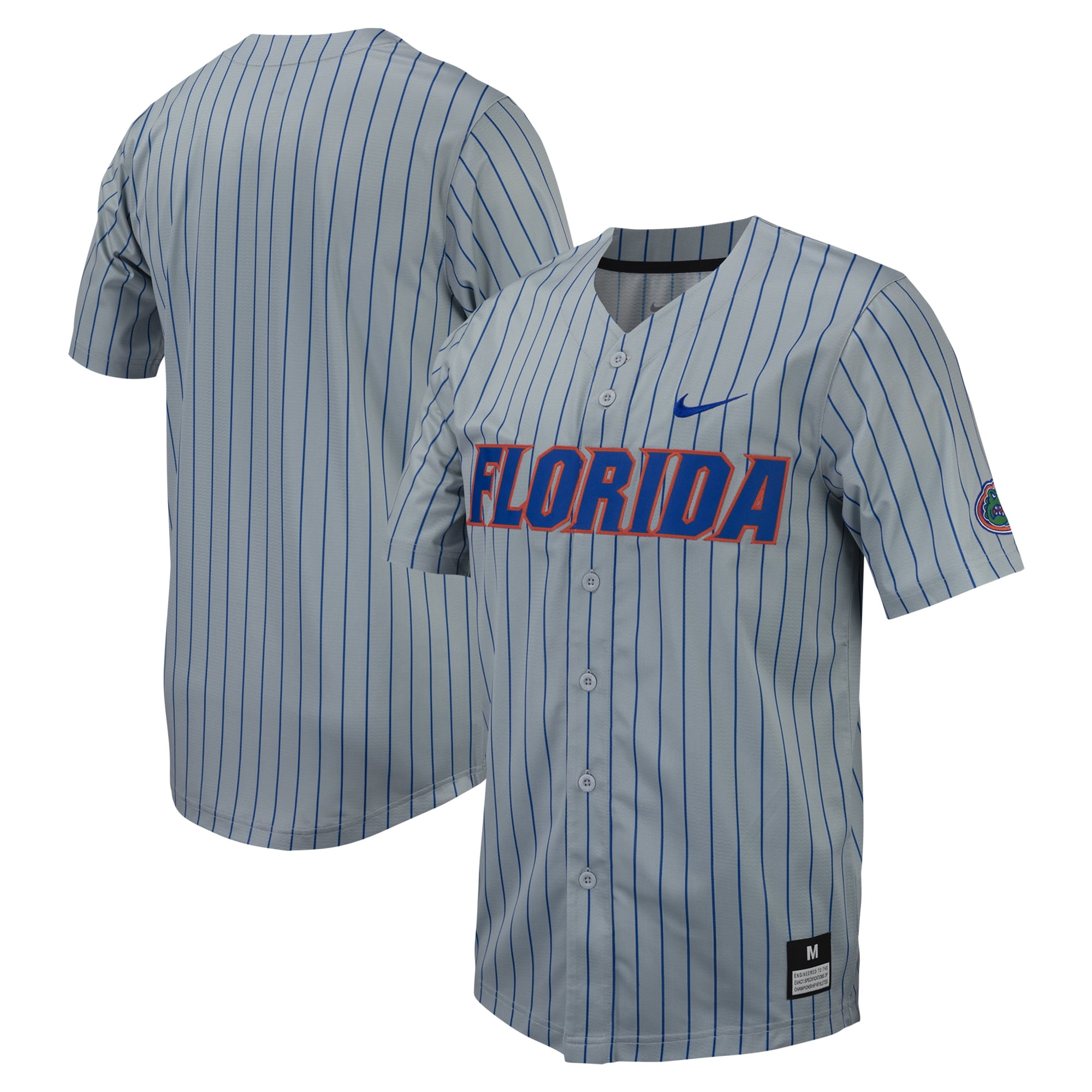 Men's Nike Gray Florida Gators Pinstripe Replica Full-Button Baseball ...