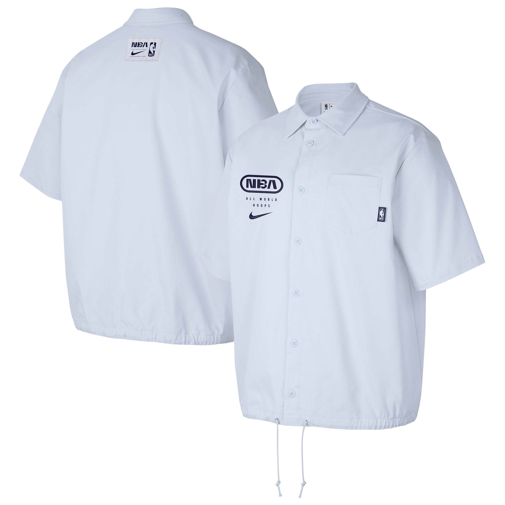 Men's Nike Gray NBA All World Hoops Short Sleeve Button-Up Coaches Top ...